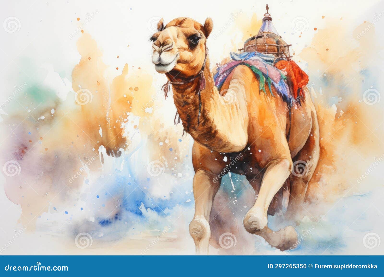 Watercolor Camel Watercolor Realistic Camel Desert Stock Illustration ...