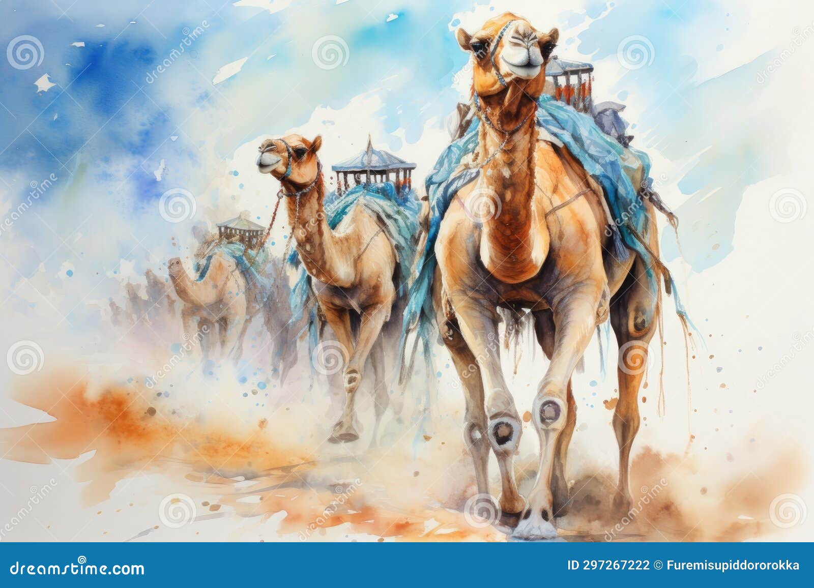 Watercolor Camel Watercolor Realistic Camel Desert Stock Illustration ...