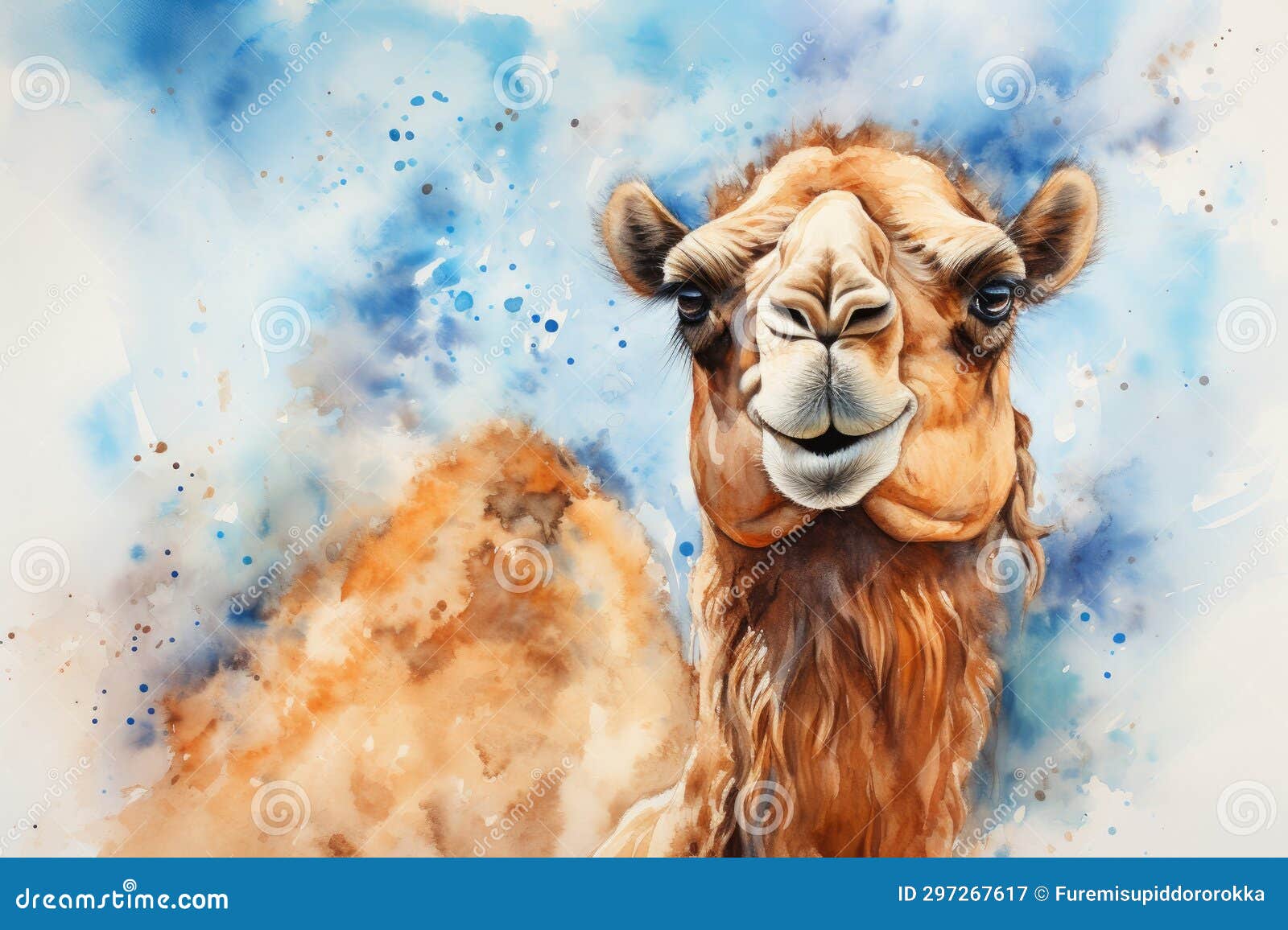 Watercolor Camel Watercolor Realistic Camel Desert Stock Illustration ...