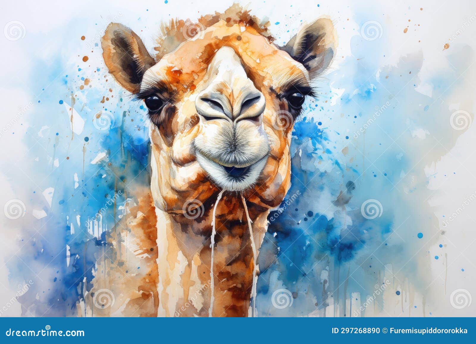 Watercolor Camel Watercolor Realistic Camel Desert Stock Illustration ...