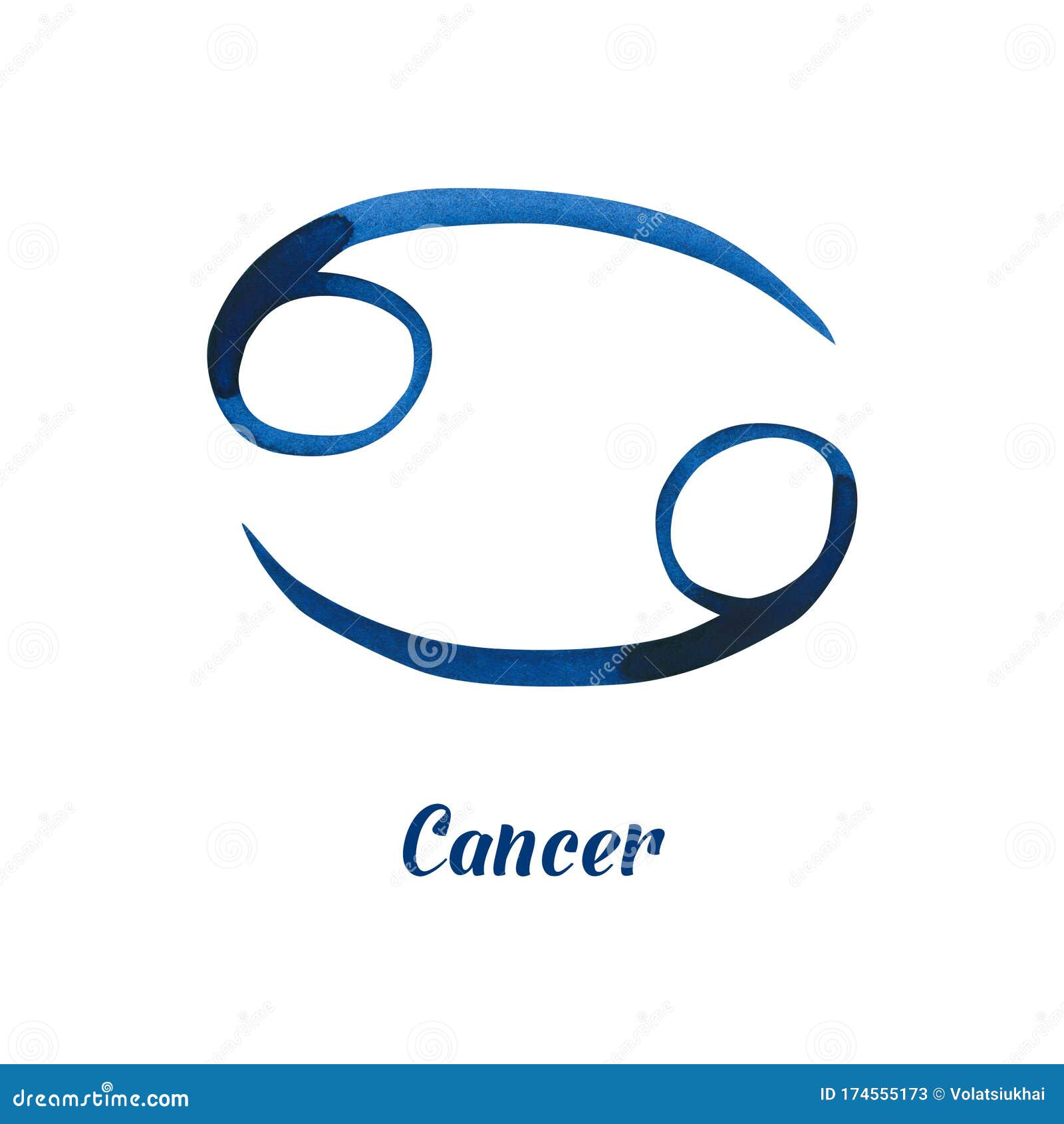 Watercolor Cancer Sign Hand Drawn Illustration Is Isolated On White