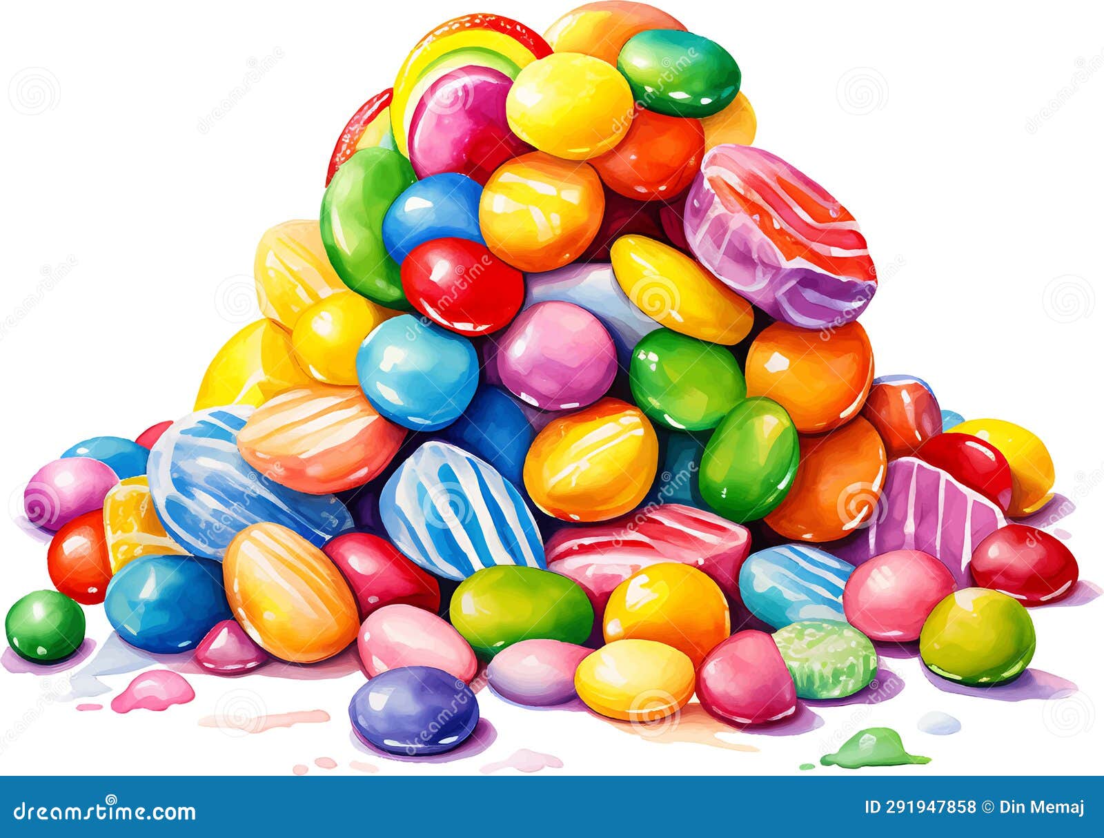 Watercolor Candy Pile Illustration Stock Vector - Illustration of ...
