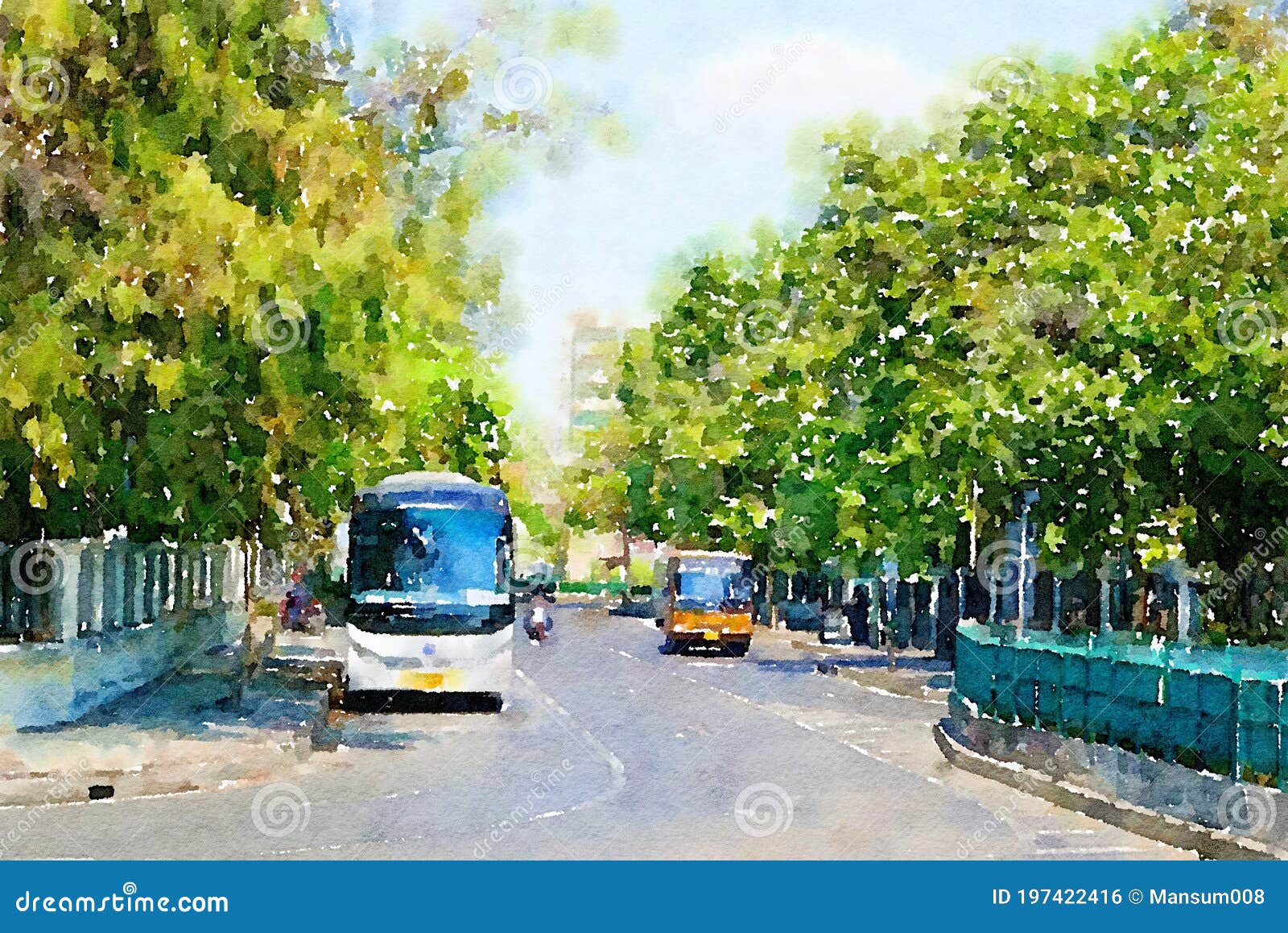 Watercolor of Car on the Road Stock Photo - Image of watercolor, travel ...