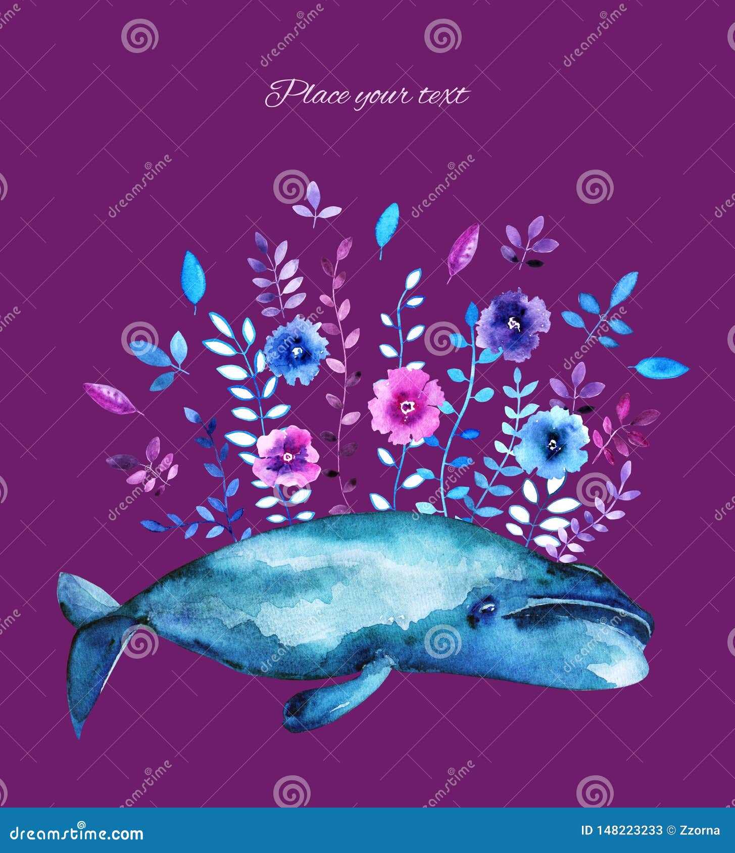 Watercolor card template stock illustration. Illustration of animal ...