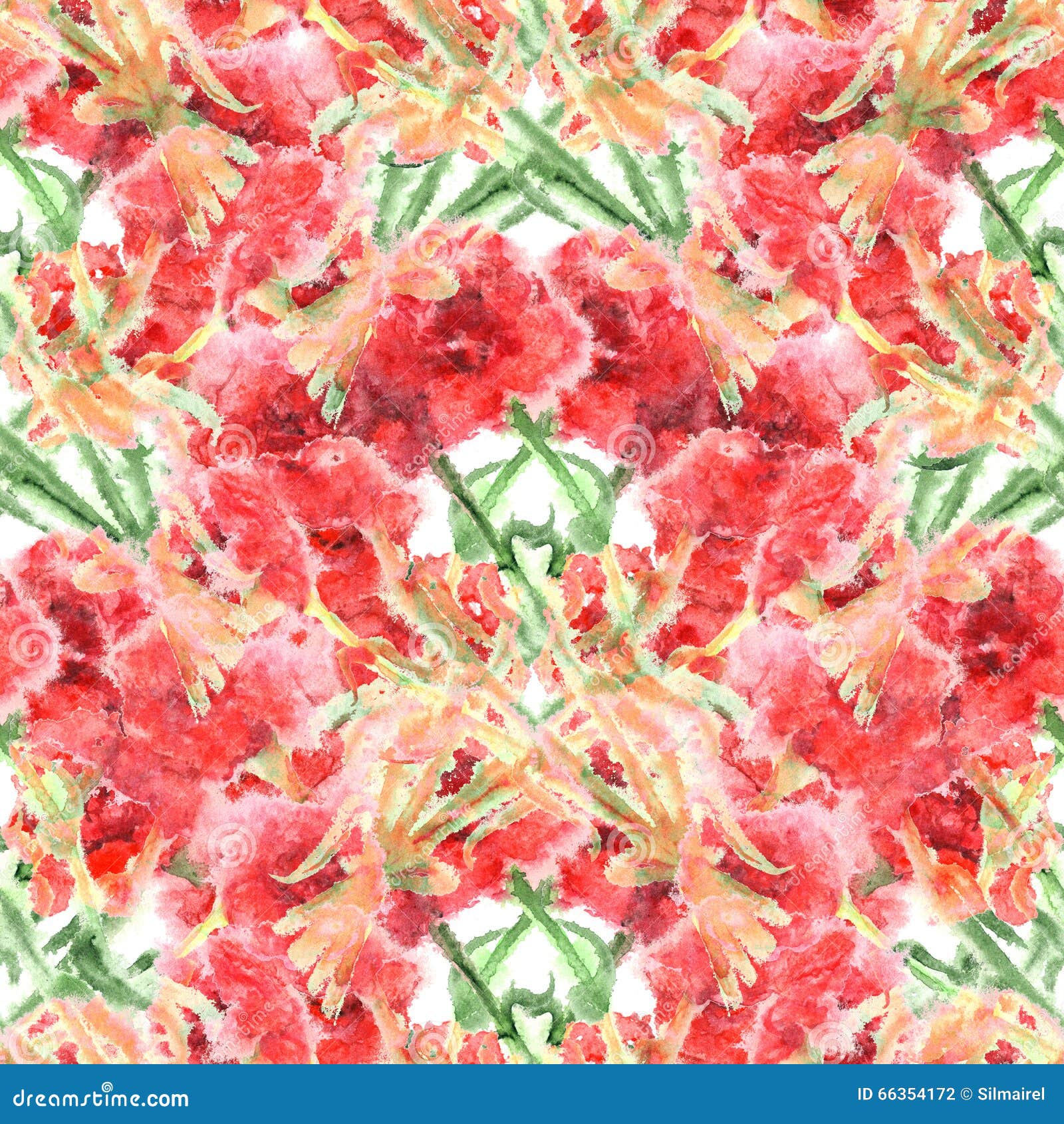 Watercolor Carnation Clove Red Flower Seamless Pattern Texture Stock ...