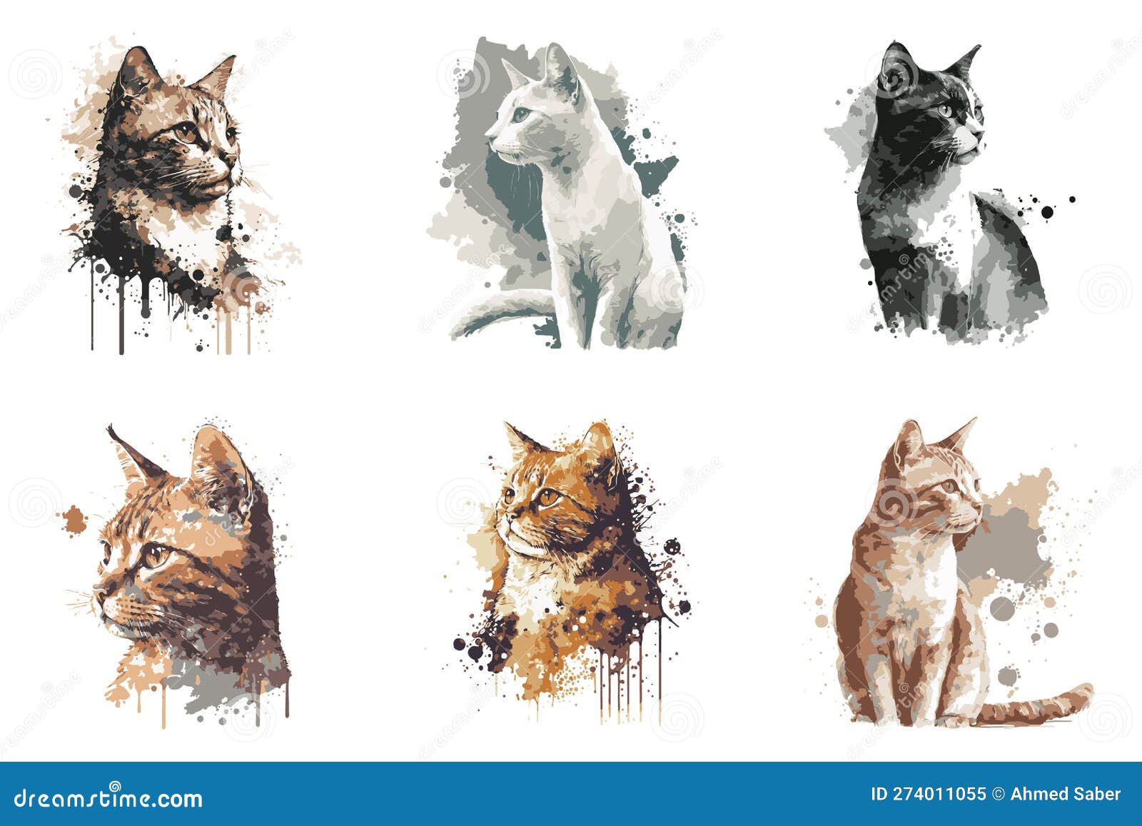 Watercolor Cat Vector Illustration Stock Vector - Illustration of ...