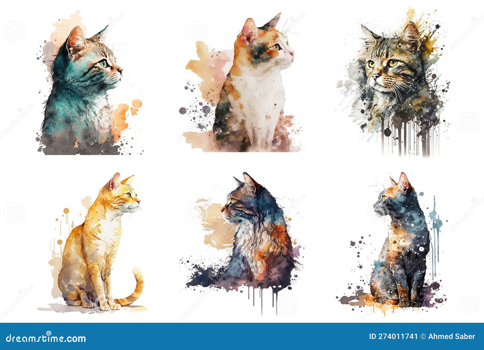 Watercolor Cat Vector Illustration Stock Vector - Illustration of cute ...