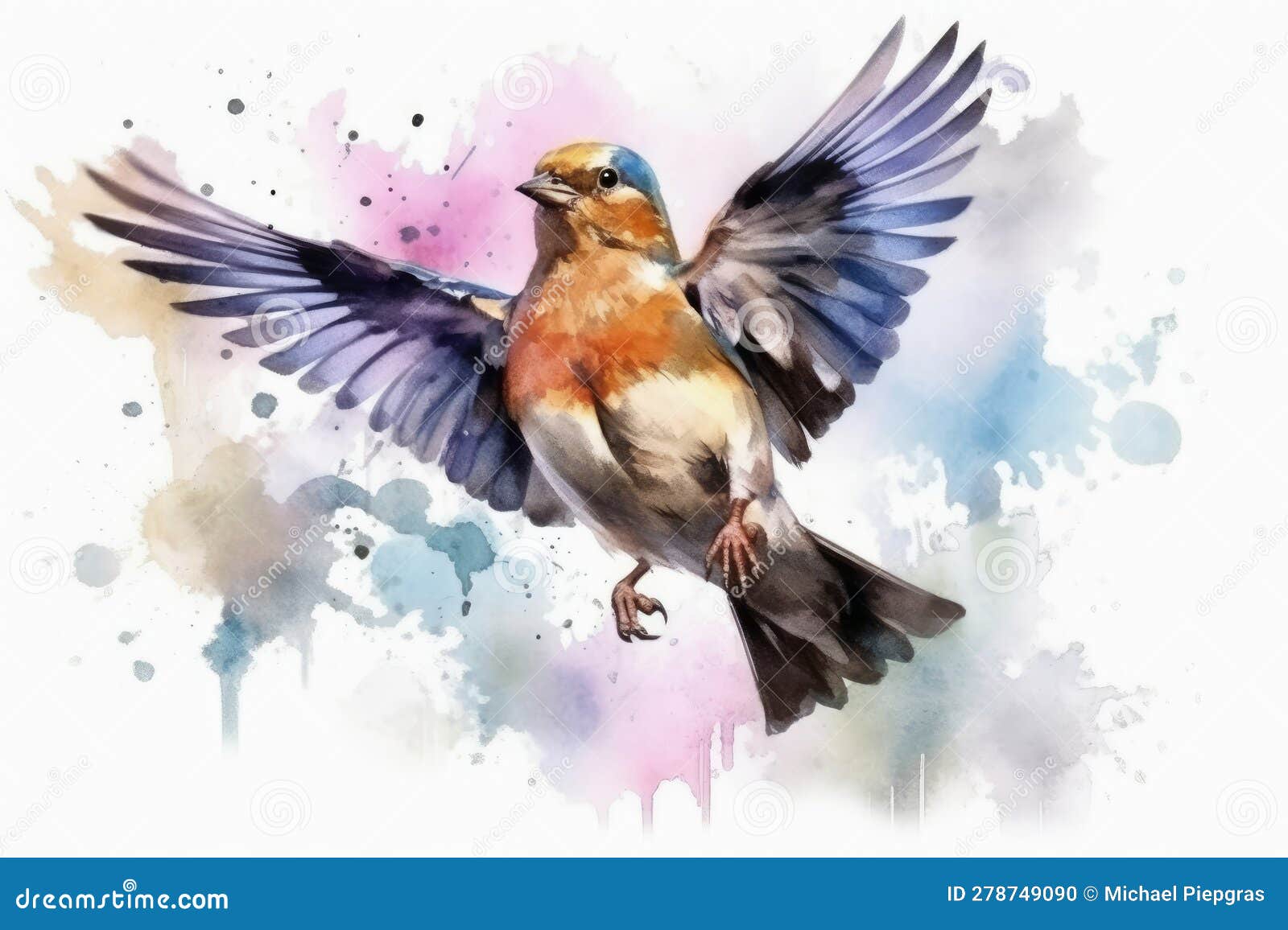 Watercolor Chaffinch on a White Background Created with Generative AI ...