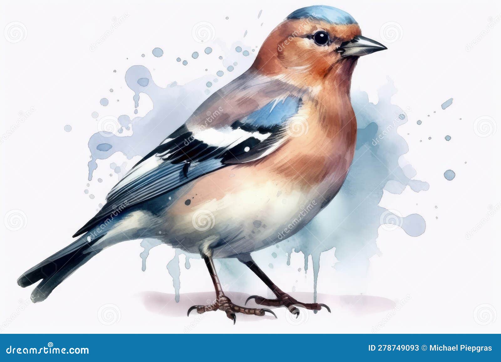 Watercolor Chaffinch on a White Background Created with Generative AI ...