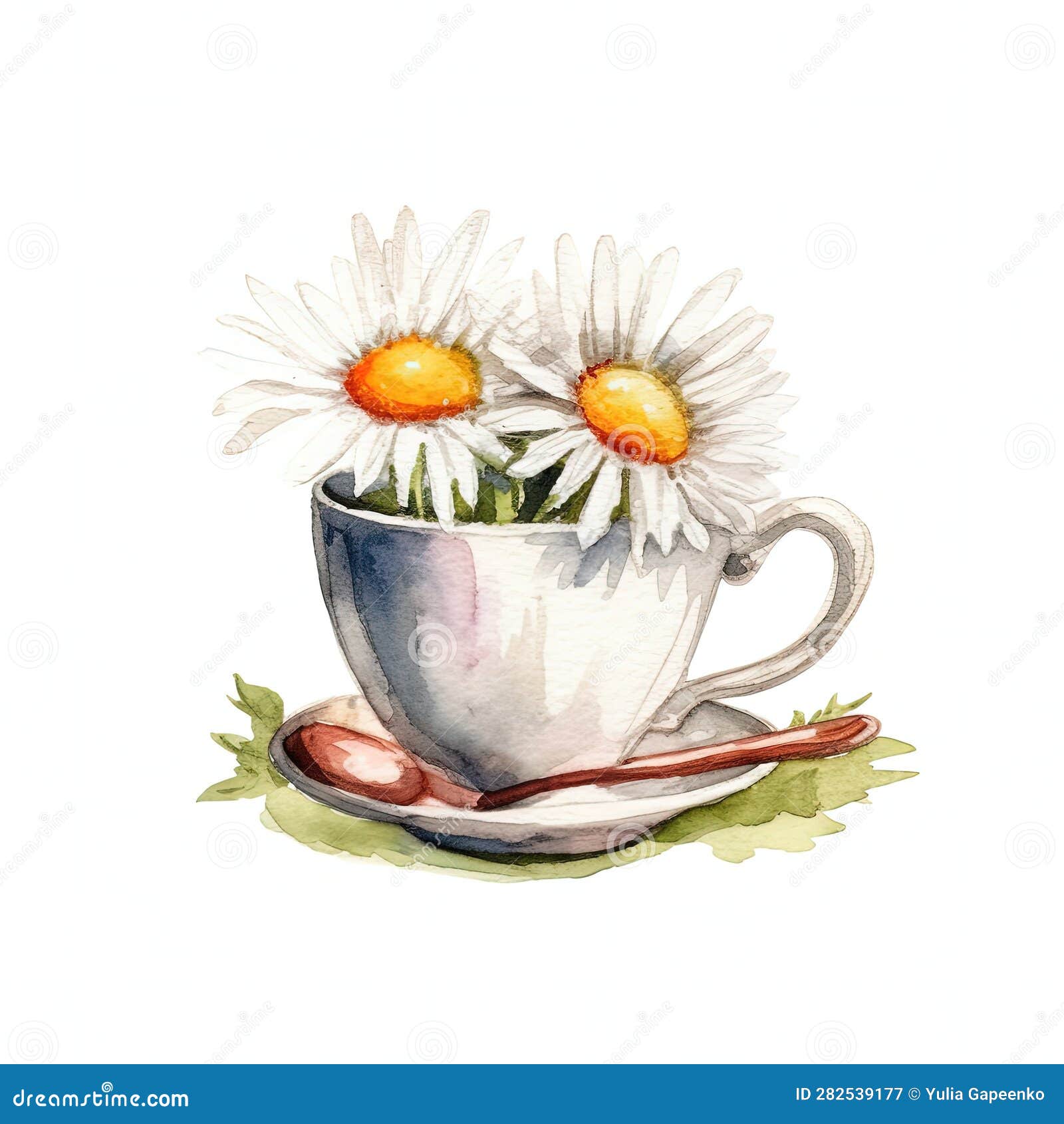 Watercolor Chamomile Tea. Illustration AI Generative Stock Illustration ...