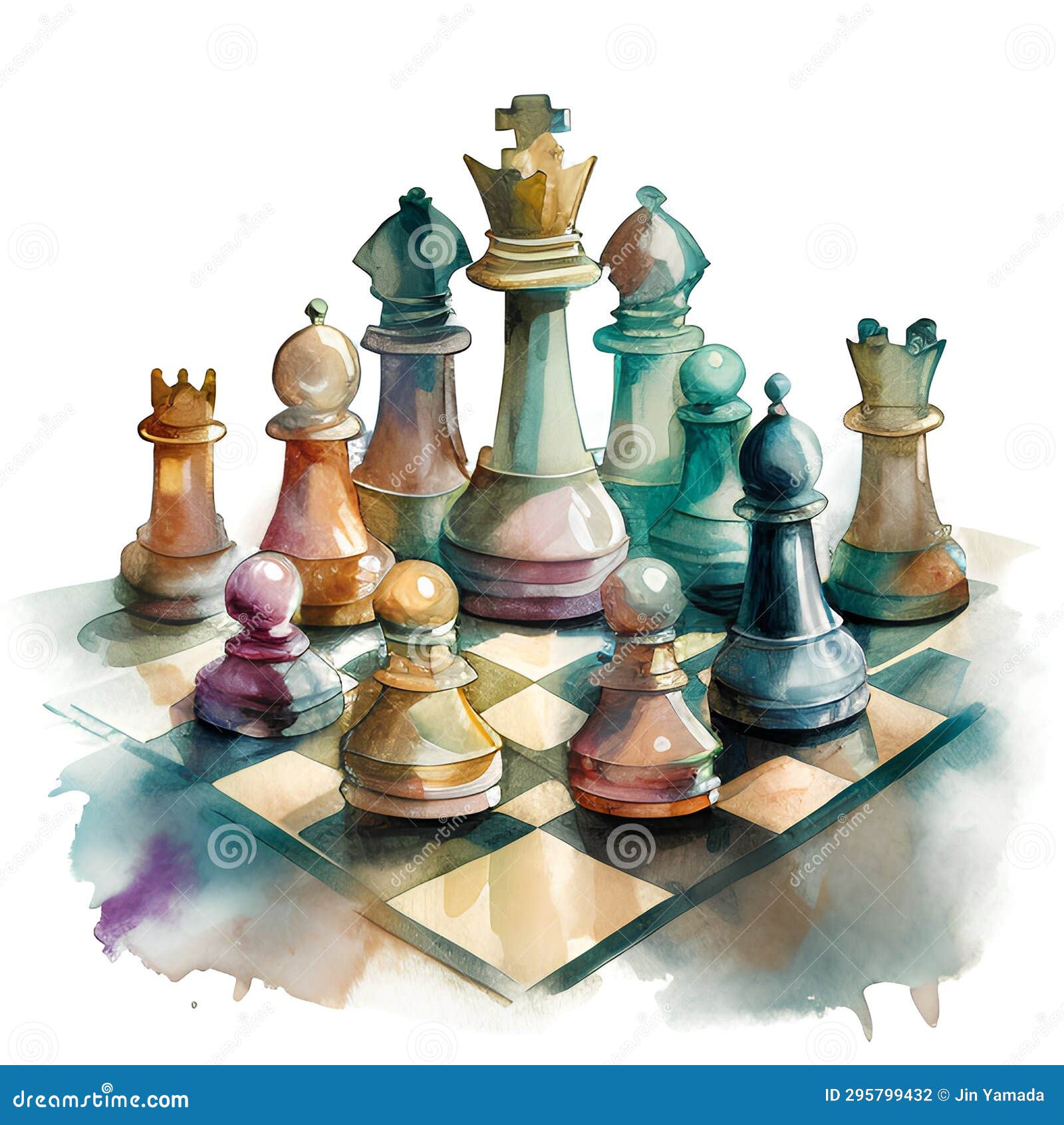 Watercolor Chess Rooks Pieces Black And White Illustration Isolated On ...