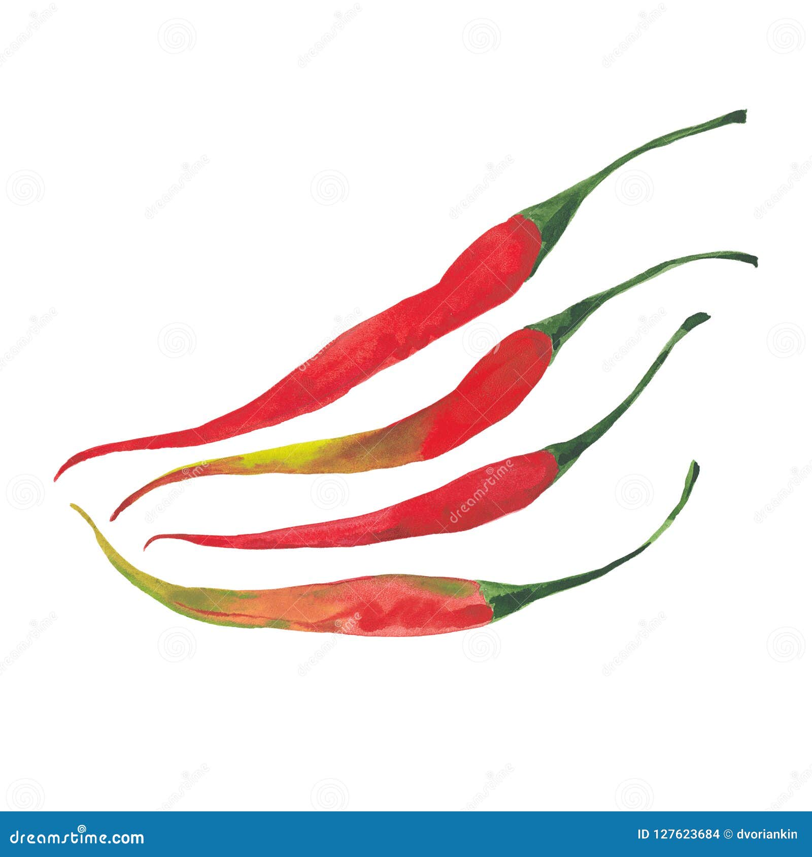 Watercolor Chilli Pattern. Royalty-Free Cartoon | CartoonDealer.com ...