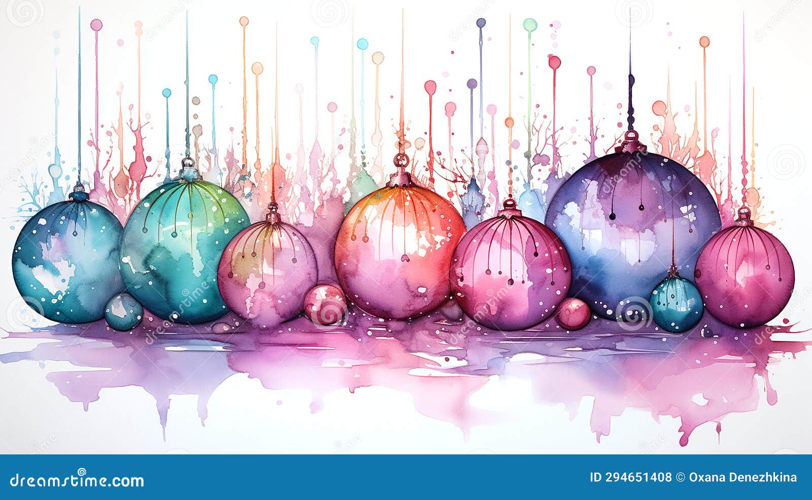 Watercolor Christmas Balls in Different Colors Stock Illustration ...