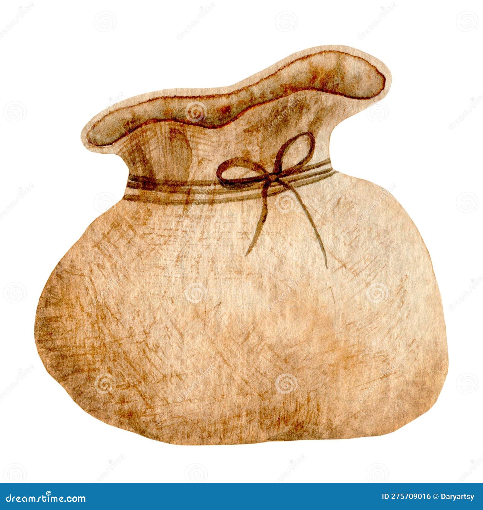 Watercolor Christmas Burlap Sack for Gift Box. Stock Photo - Image of ...