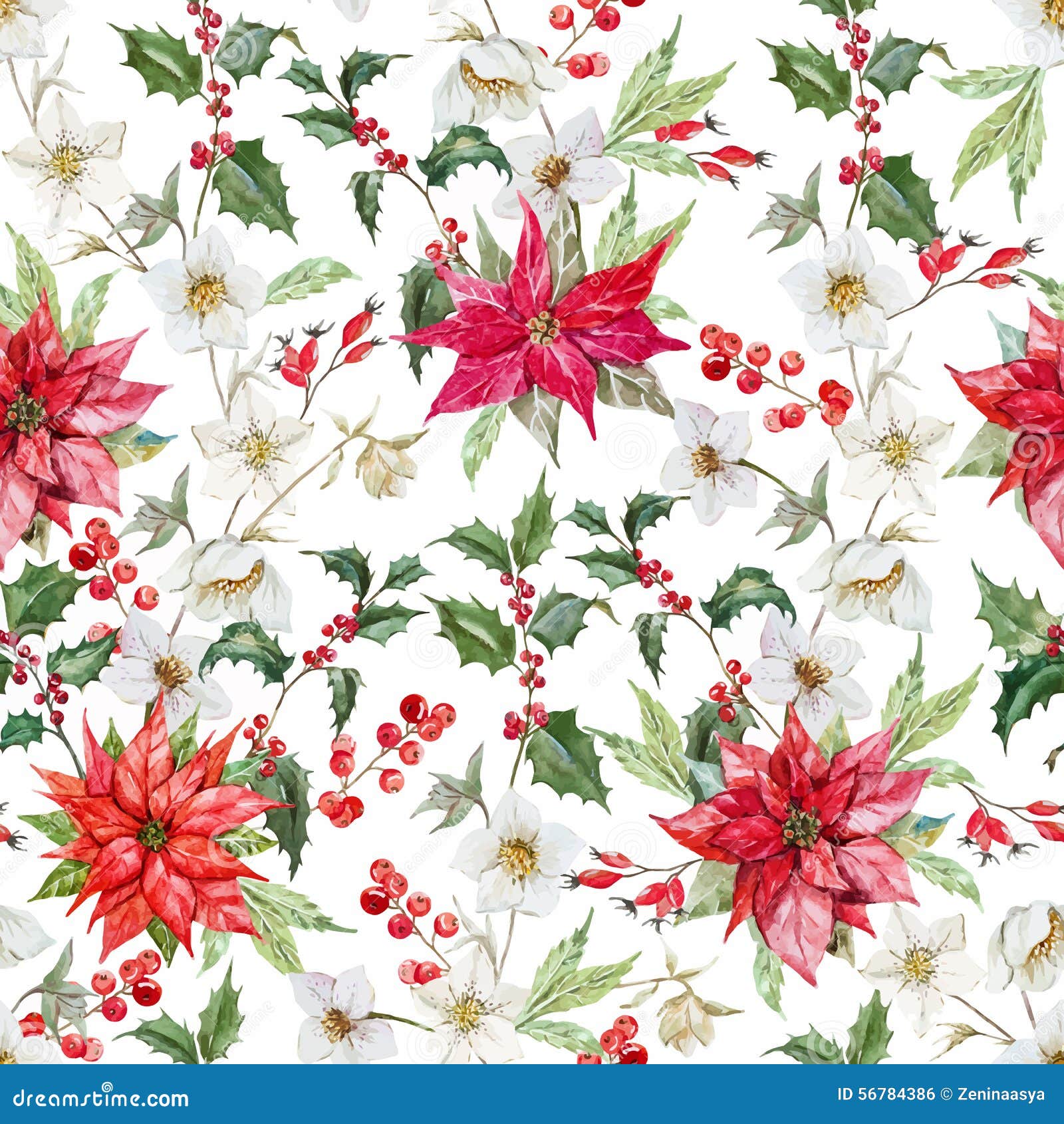 Watercolor Christmas Pattern Stock Vector - Illustration of graphic ...