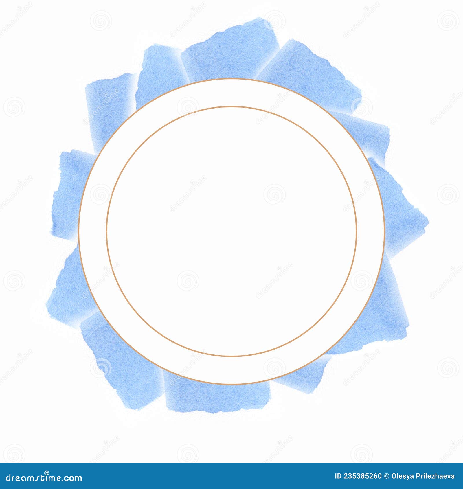 Watercolor Circle Template For Title. Blue Patches Around The White ...