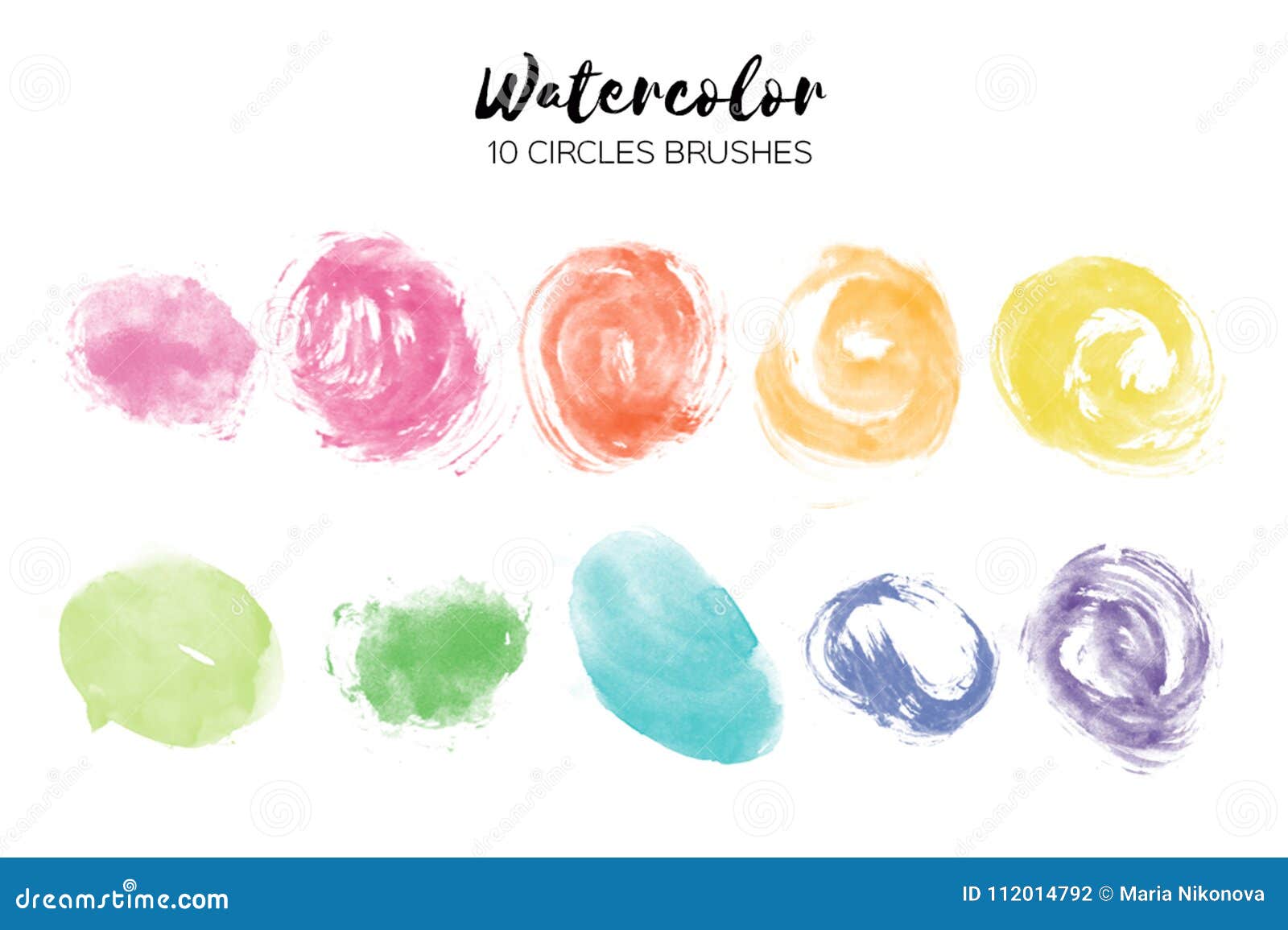 Watercolor Circle Texture. Abstract Hand Paint Textures on White Stock ...