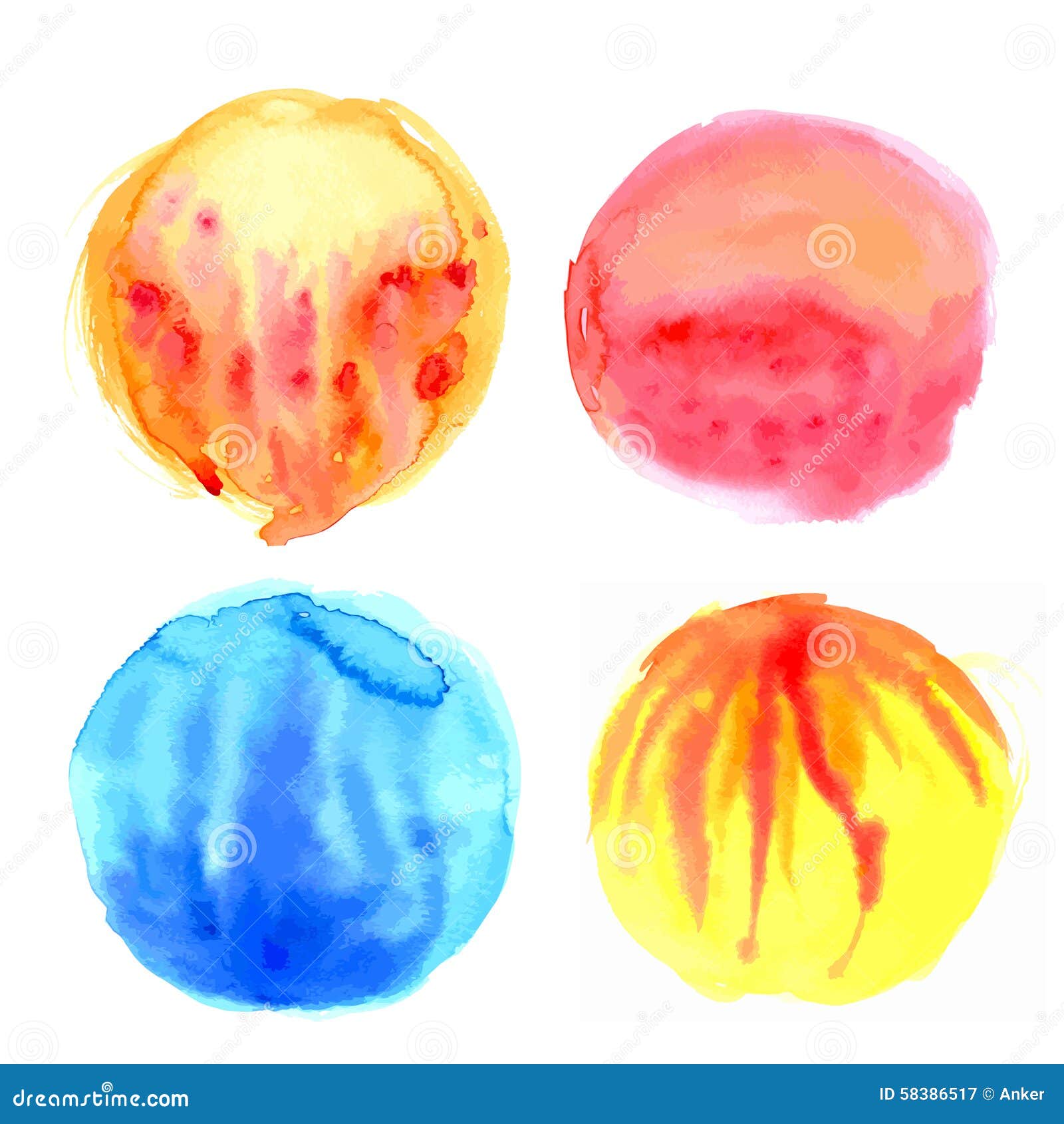 Watercolor circle textures stock vector. Illustration of colorful ...