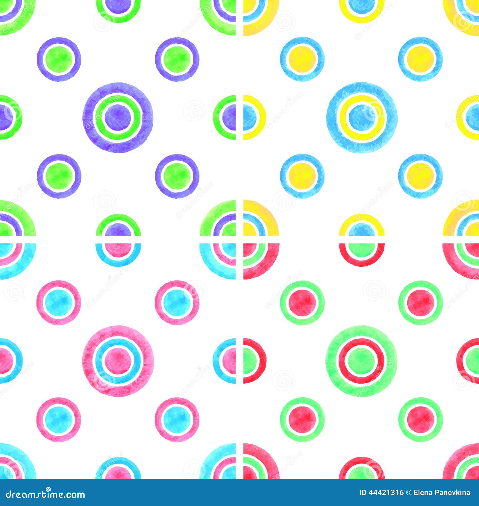 Watercolor Circles Seamless Pattern Set Stock Vector - Illustration of ...