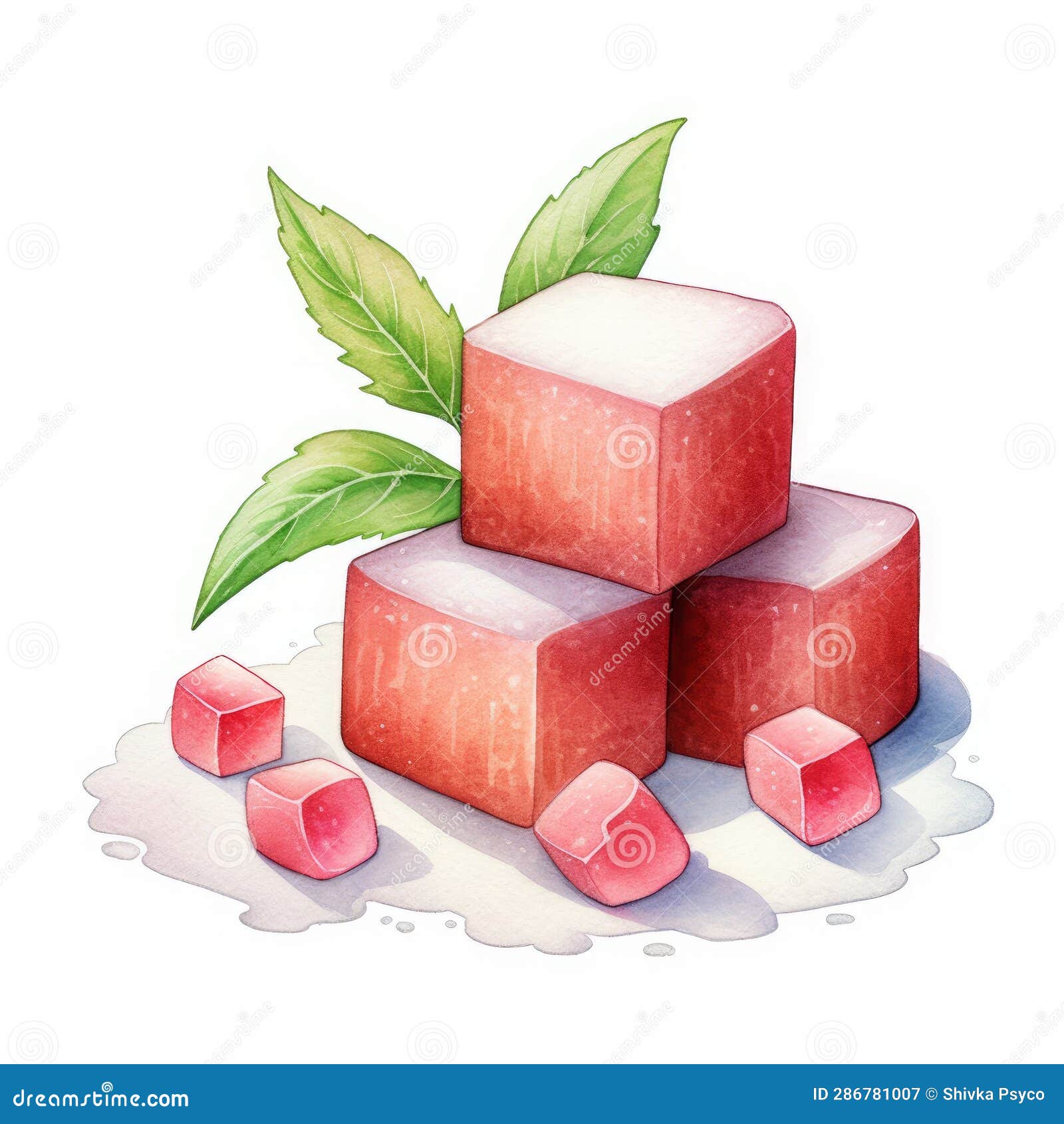 Watercolor Clipart of Square Candy on White Background Generative AI ...