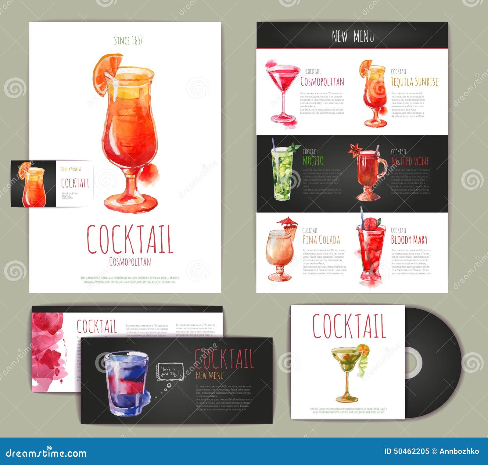 Watercolor Cocktail With Orange In The Glass On The Table Slice. It Can ...