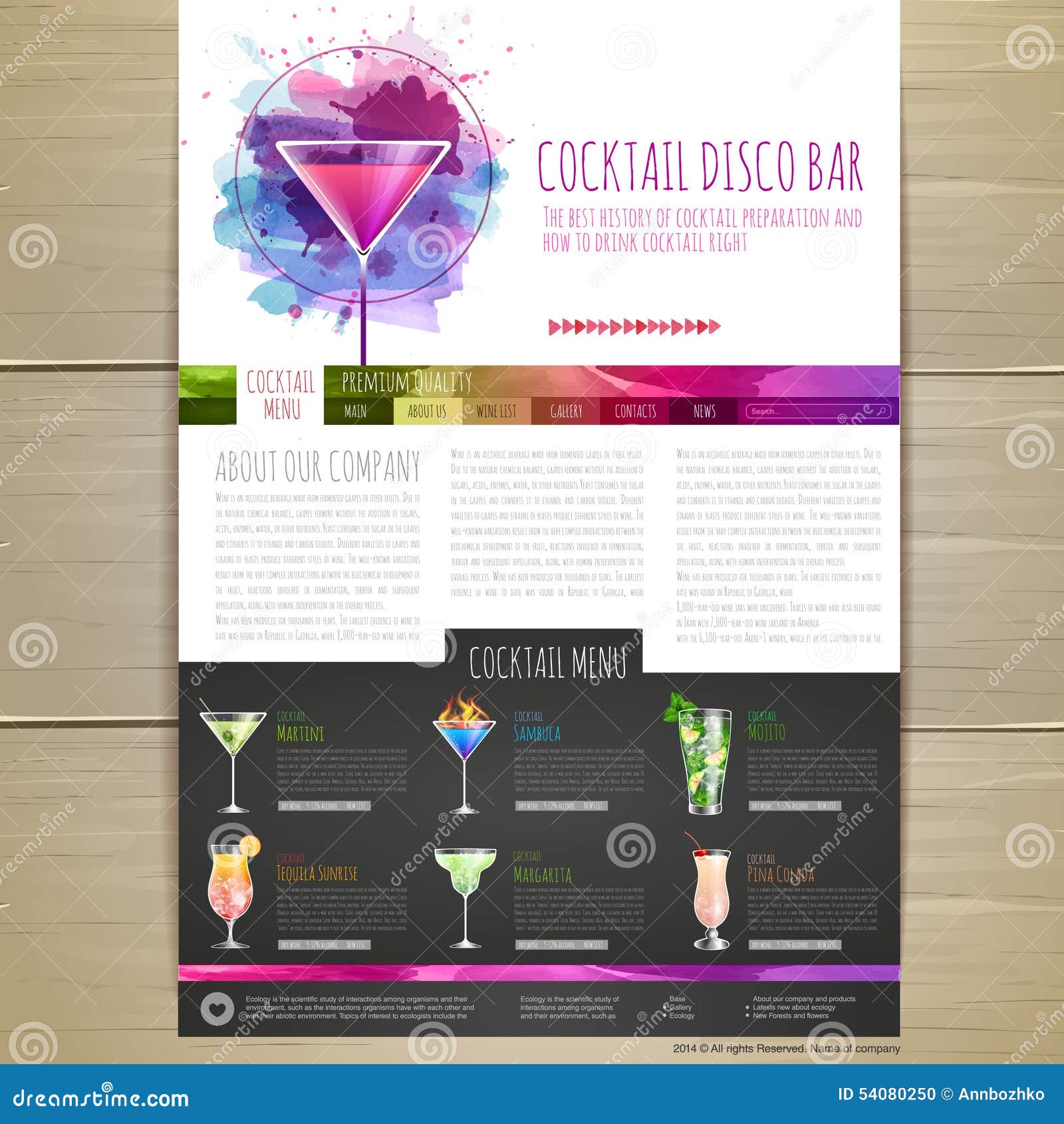 Watercolor Cocktail Concept Design. Corporate Identity. Web Site Design ...