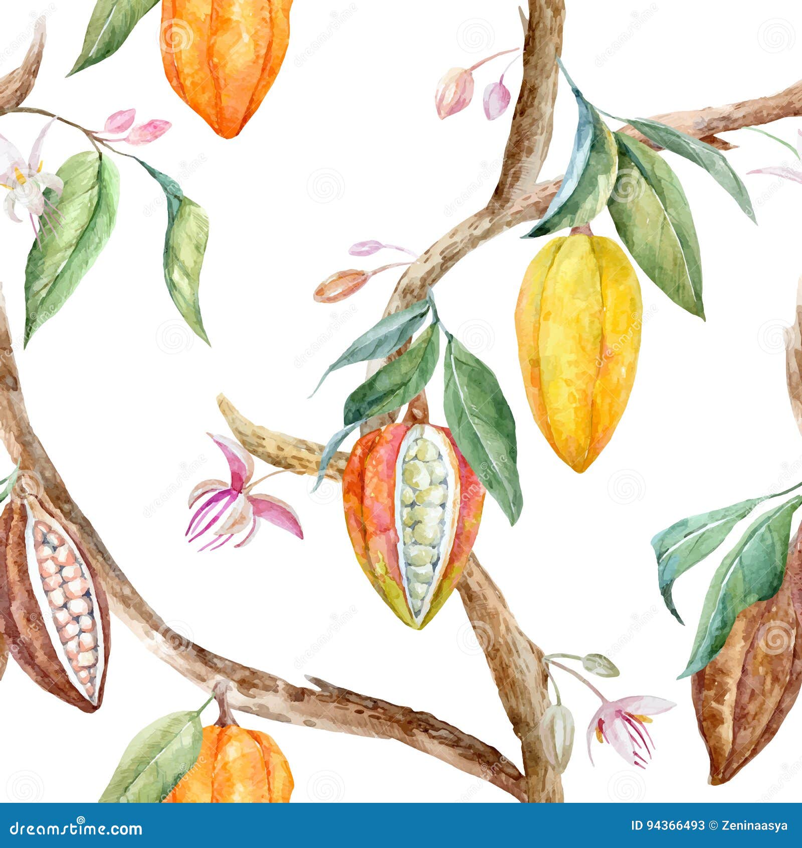 Watercolor Cocoa Vector Pattern Stock Vector - Illustration of ...