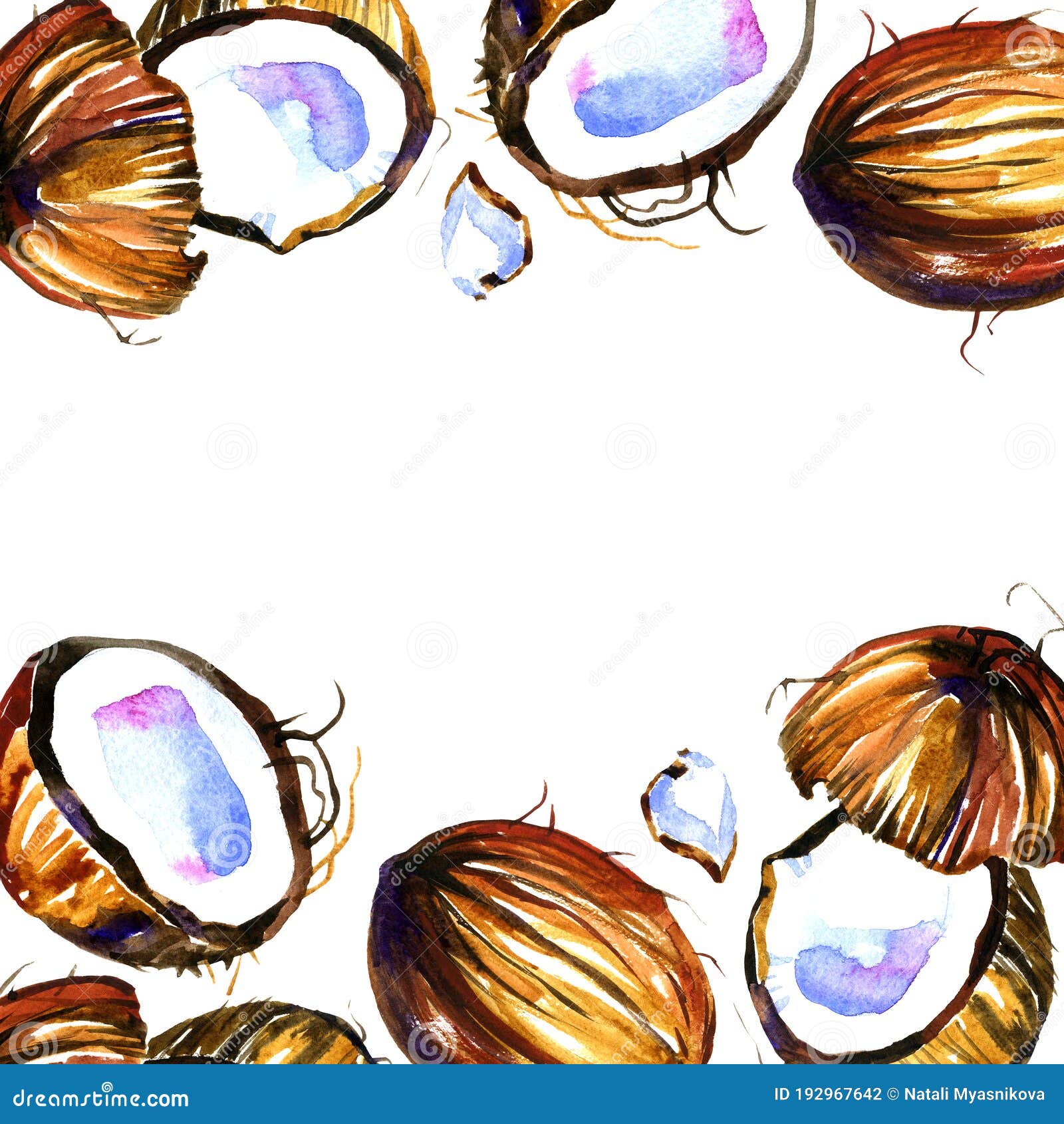 Watercolor Coconut Background. Background for Packaging, Cards and ...