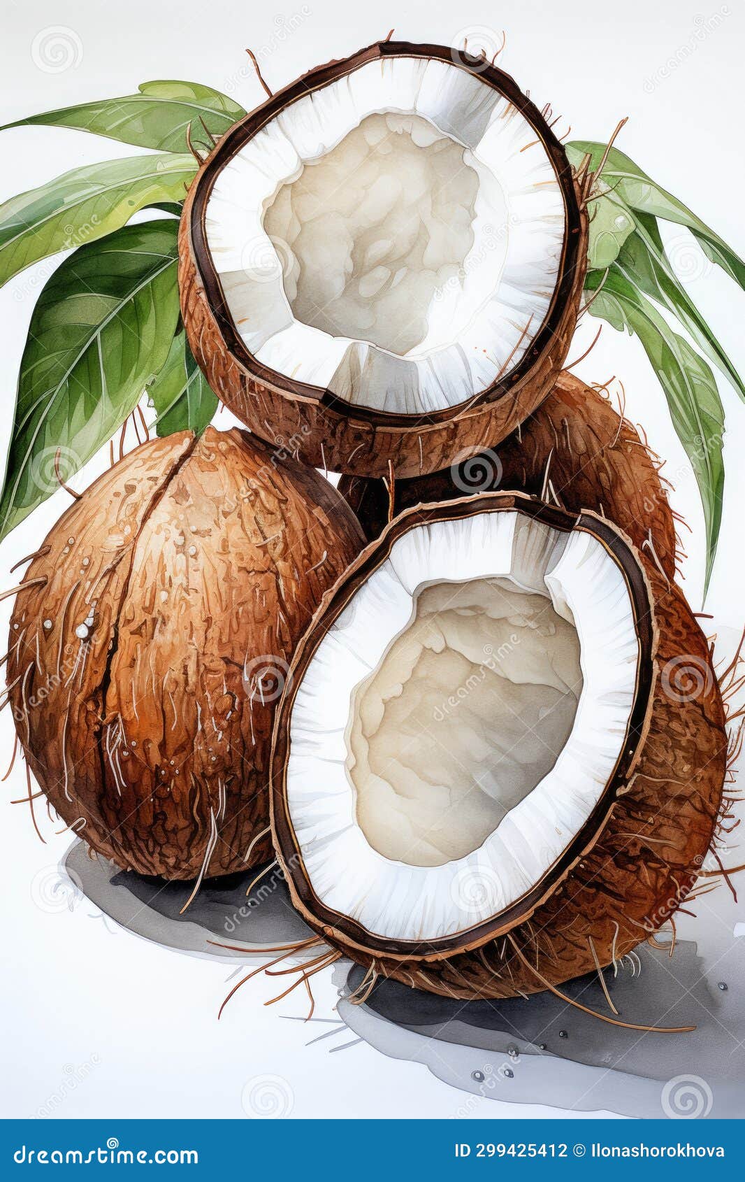 Watercolor Coconut Background. Background For Packaging, Cards And ...