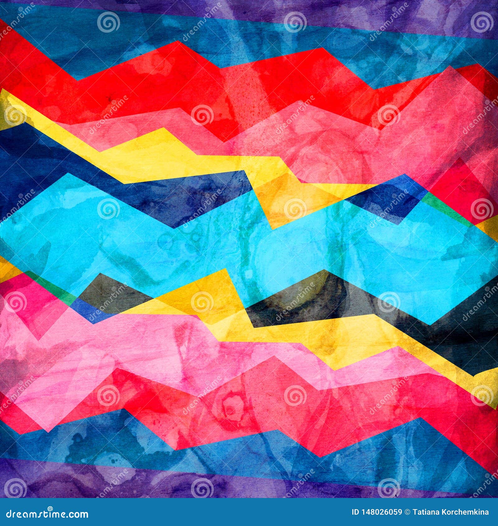 Watercolor Color Abstract Geometric Background Stock Illustration ...