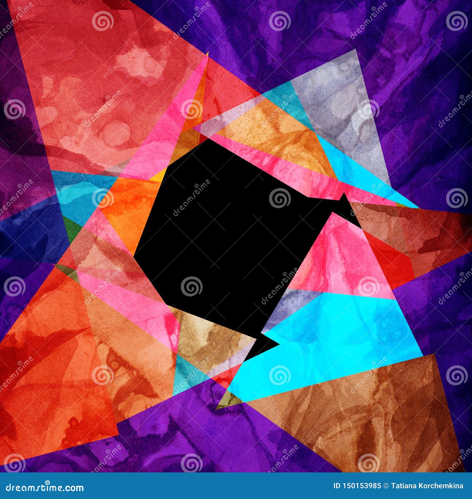 Watercolor Color Abstract Geometric Background Stock Illustration ...