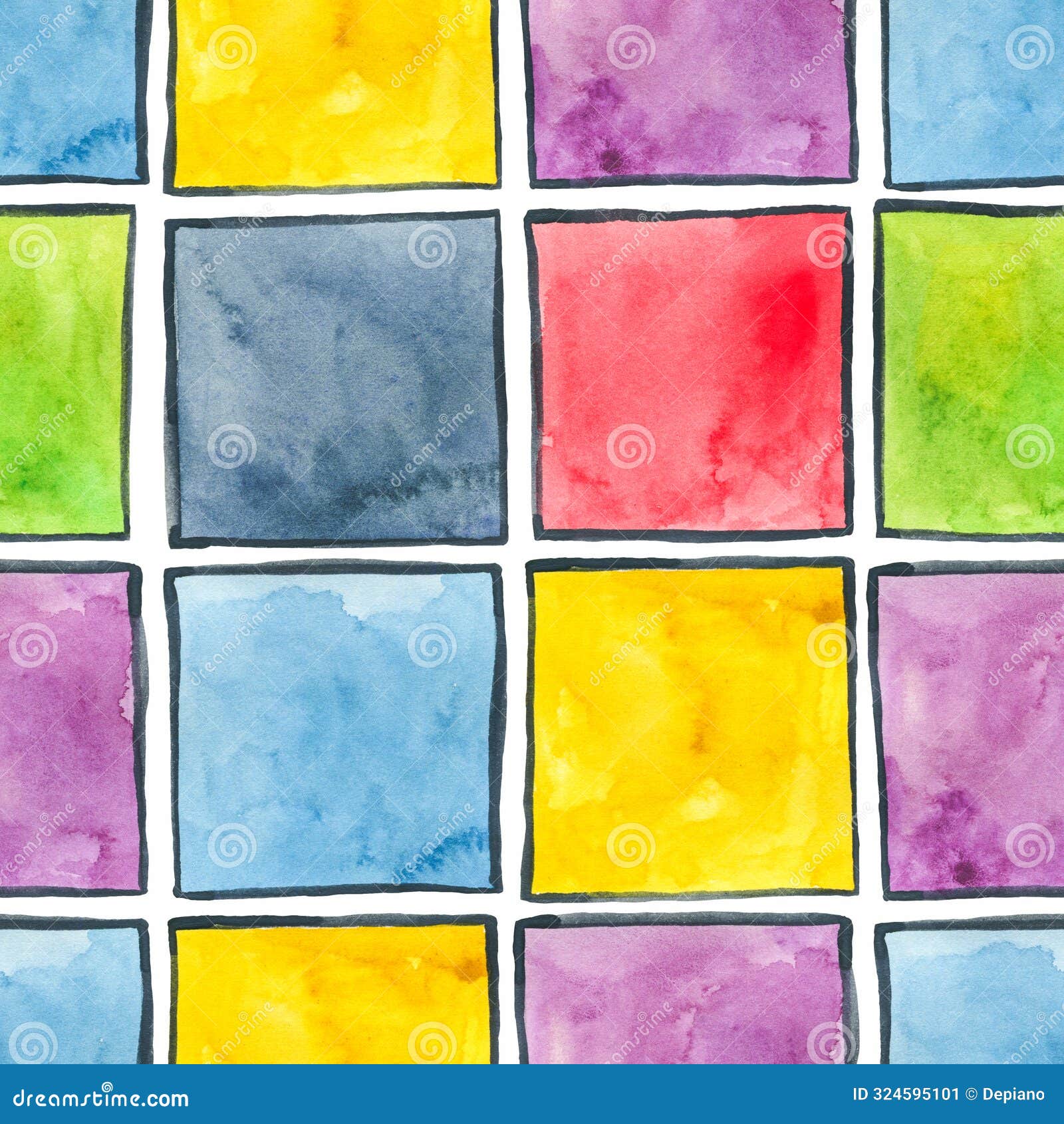 Watercolor Color Blocks Seamless Pattern, Colorful Pop Art Stock ...