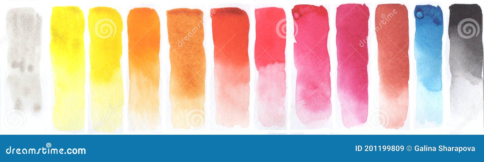 A Watercolor Color Chart on White Background Stock Image - Image of ...