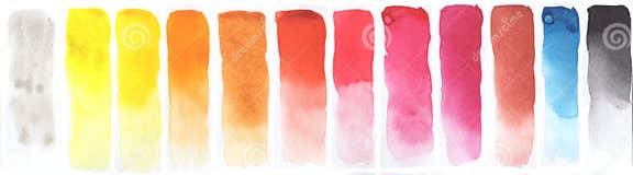 A Watercolor Color Chart on White Background Stock Image - Image of ...