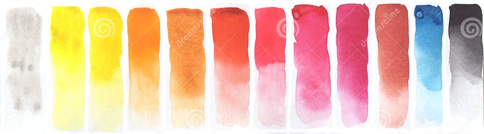 A Watercolor Color Chart on White Background Stock Image - Image of ...
