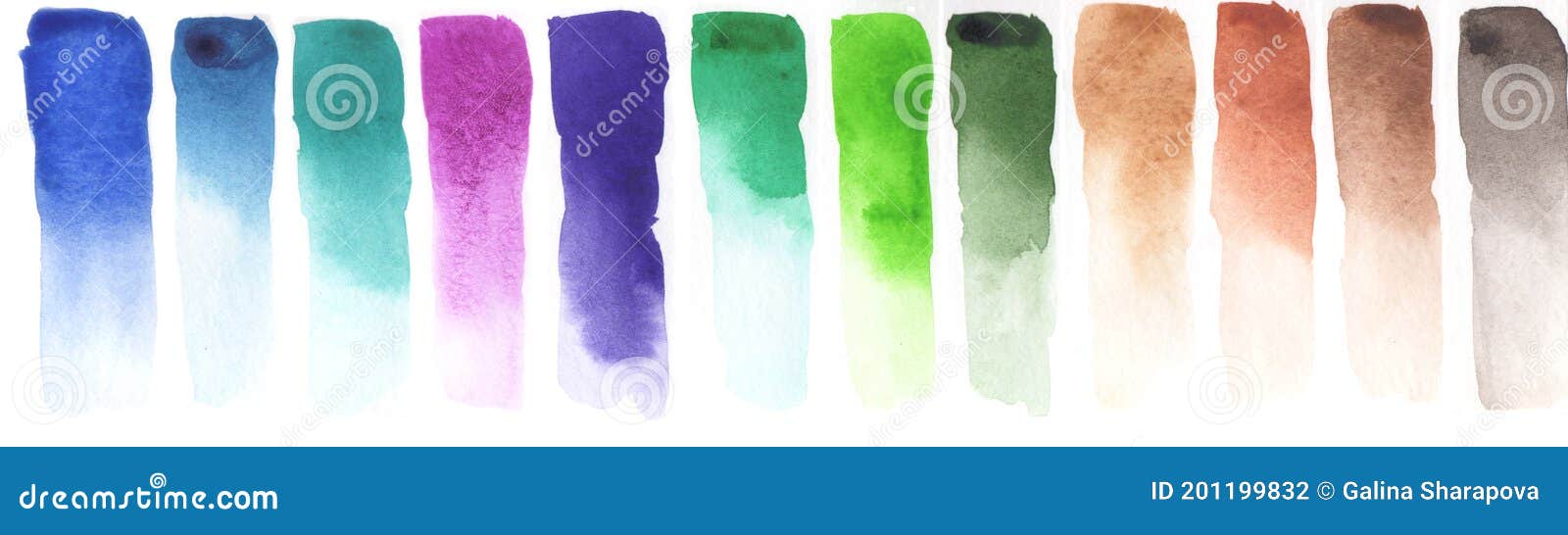 A Watercolor Color Chart on White Background Stock Photo - Image of ...