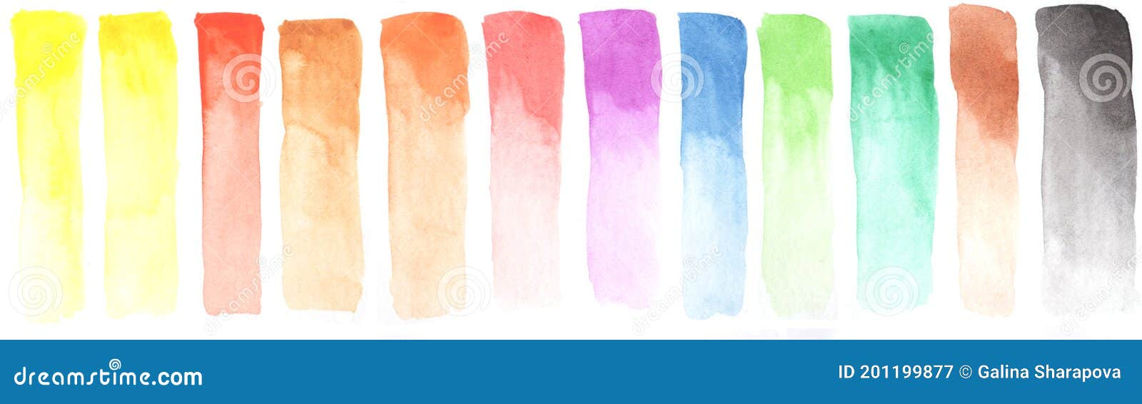 A Watercolor Color Chart on White Background Stock Image - Image of ...