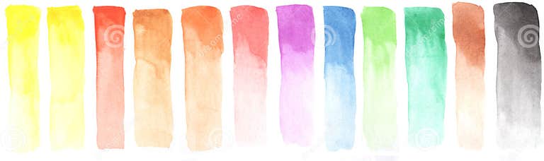 A Watercolor Color Chart on White Background Stock Image - Image of ...