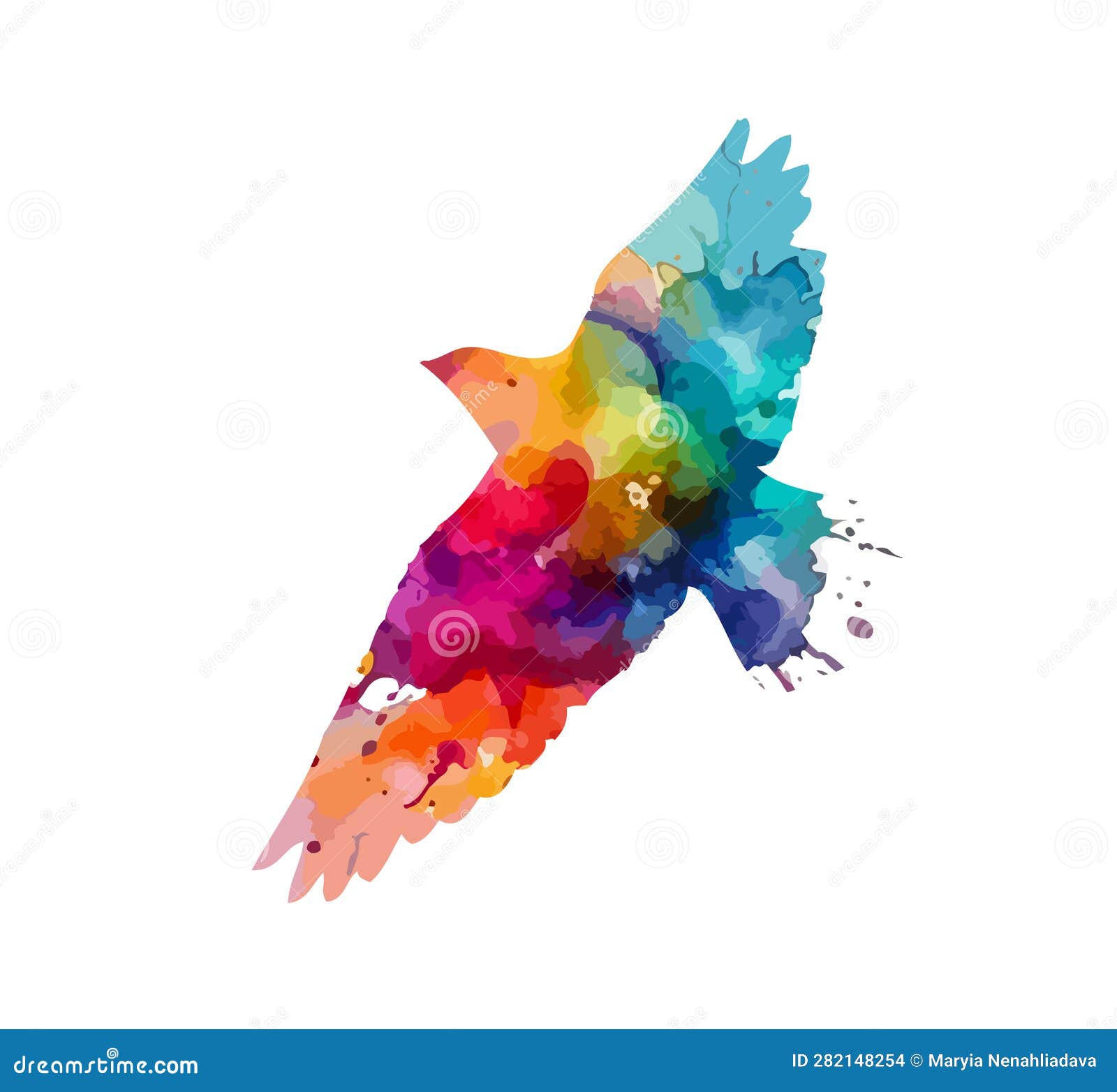 Watercolor Color Flying Big Bird. Vector Illustration Stock Vector ...