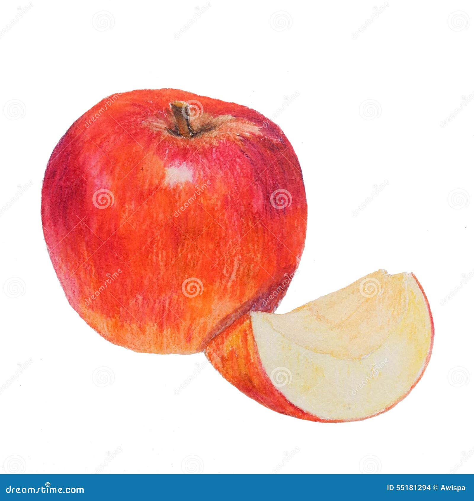 Watercolor Colored Pencils Apple Stock Vector - Illustration of ...