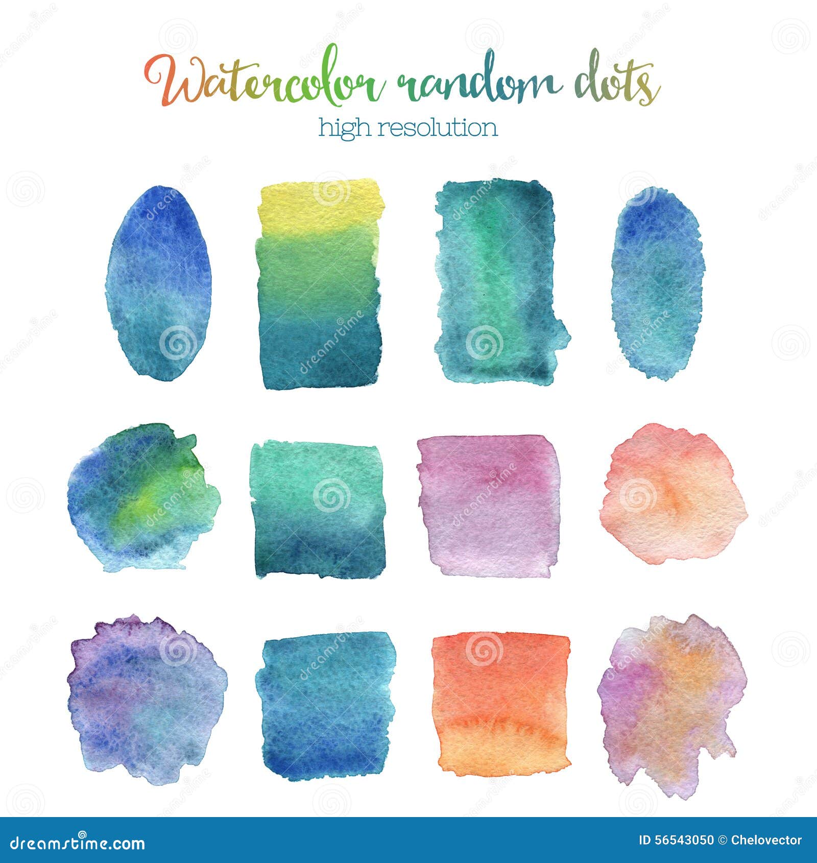 Watercolor Colored Random Dots Set Stock Illustration - Illustration of ...