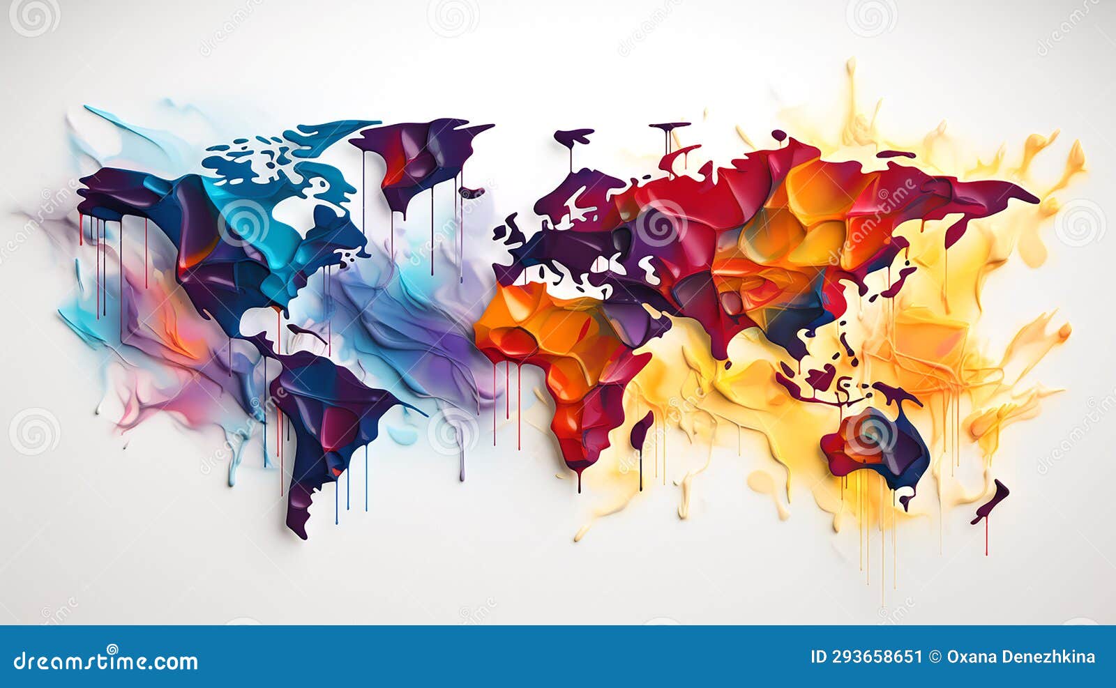 Watercolor Colored World Map Stock Illustration - Illustration of ...