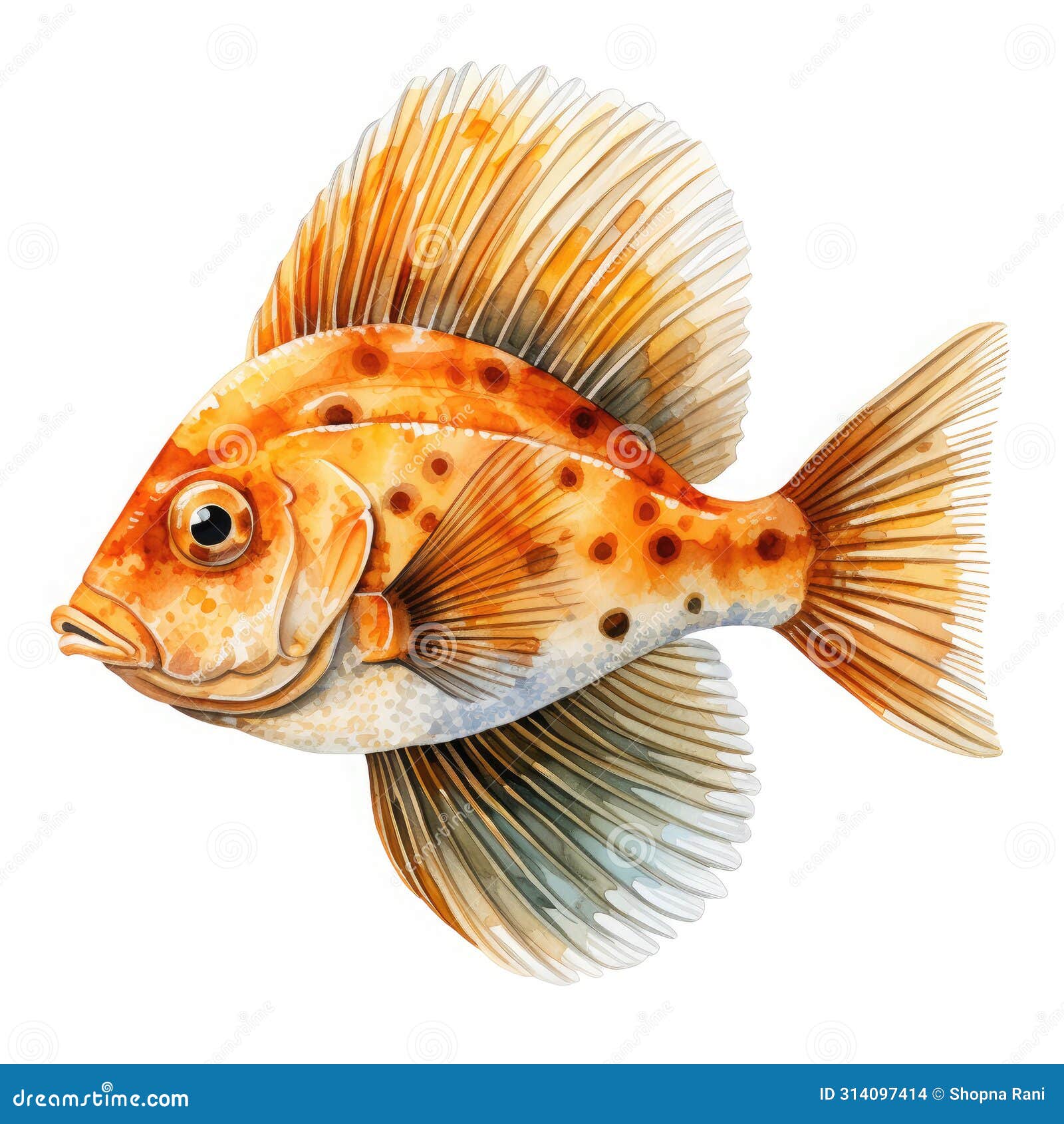 Watercolor Colorful Flounder Illustration Stock Illustration ...