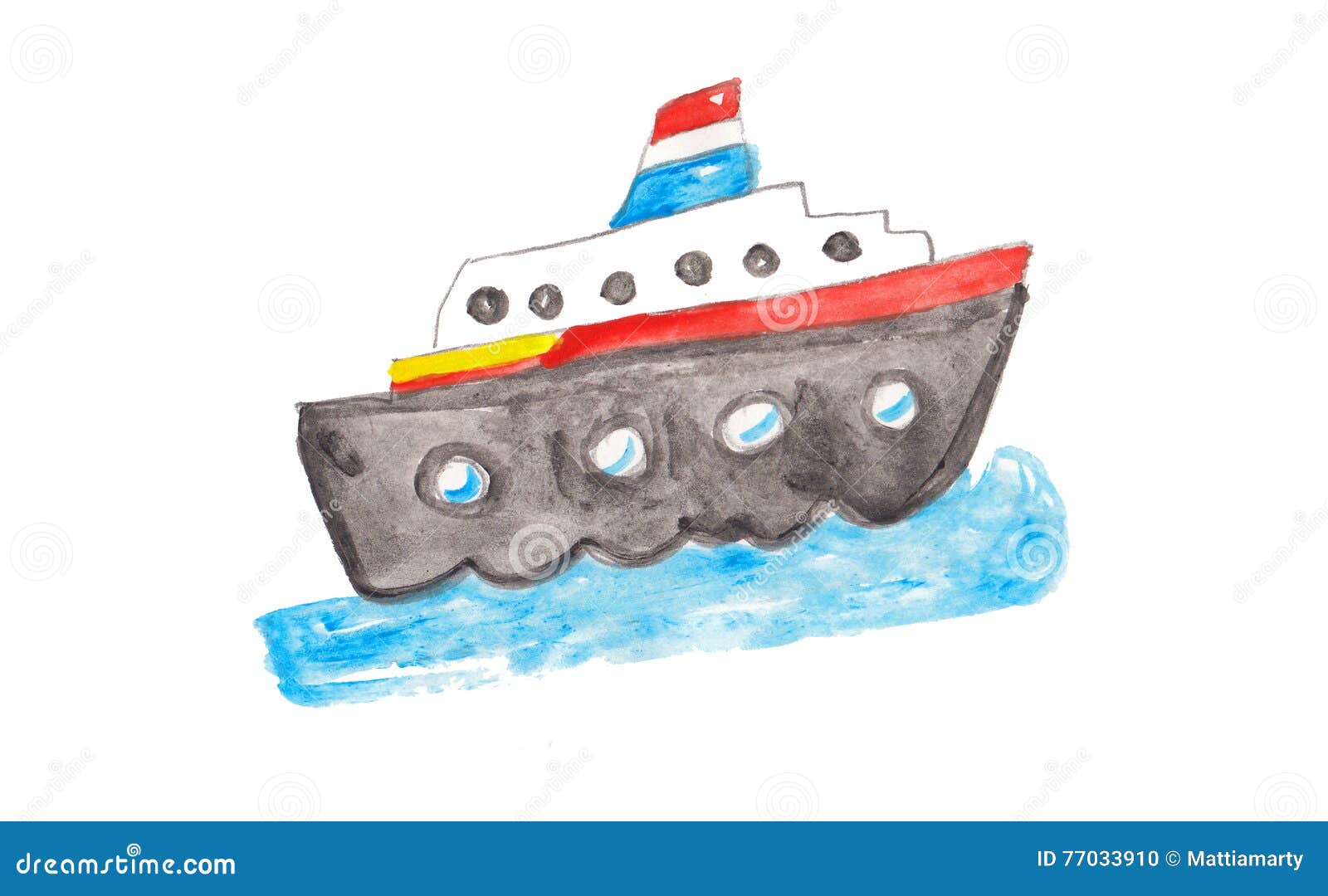 Watercolor colorful ship stock illustration. Illustration of ocean ...