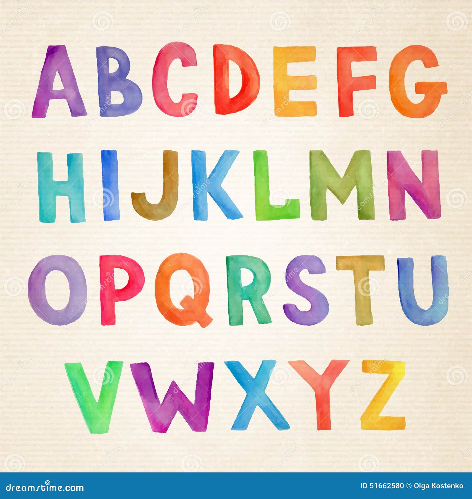 Watercolor Colorful Vector Handwritten Alphabet Stock Vector ...