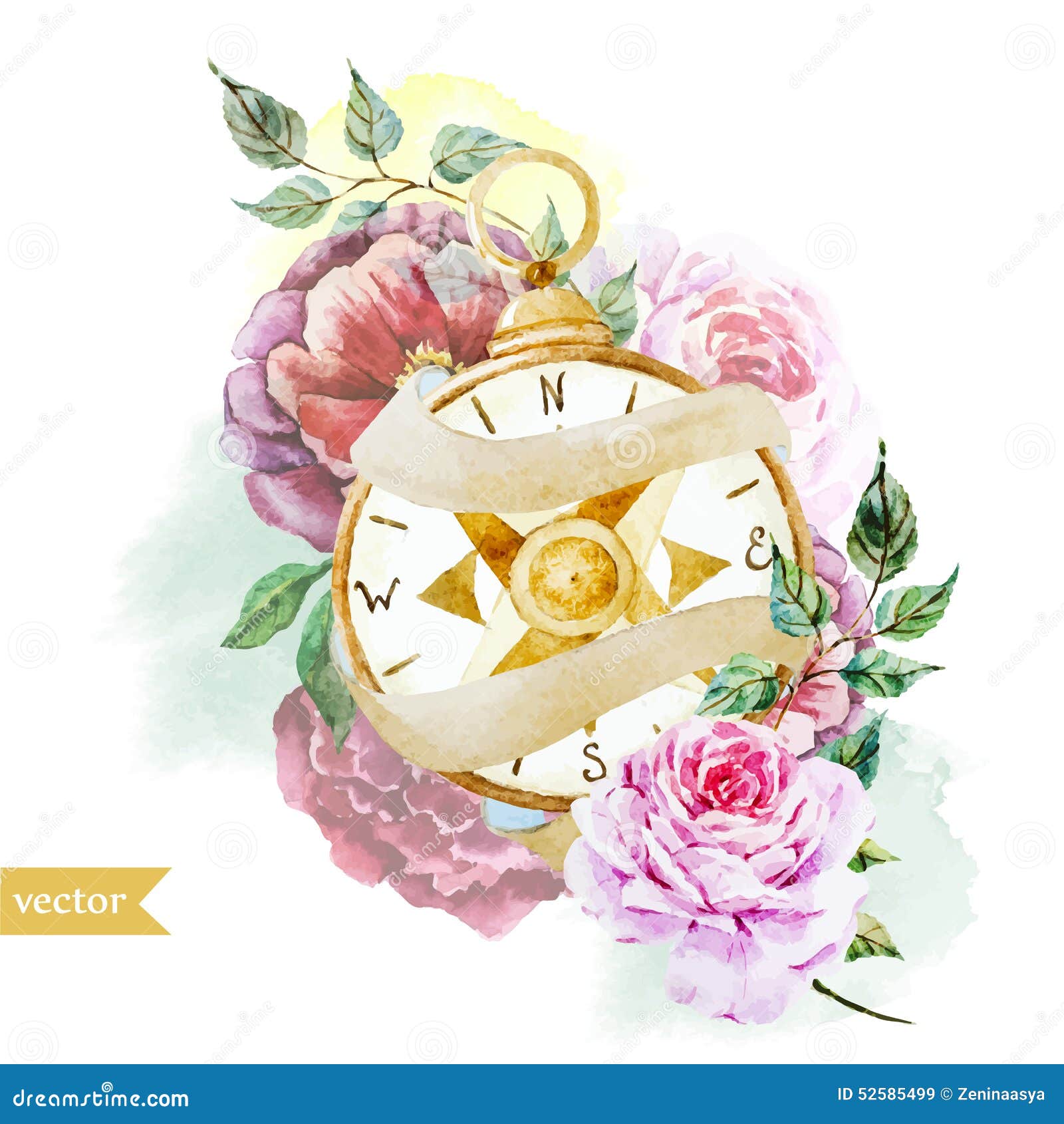 Watercolor Compass Vector Illustration | CartoonDealer.com #52585526