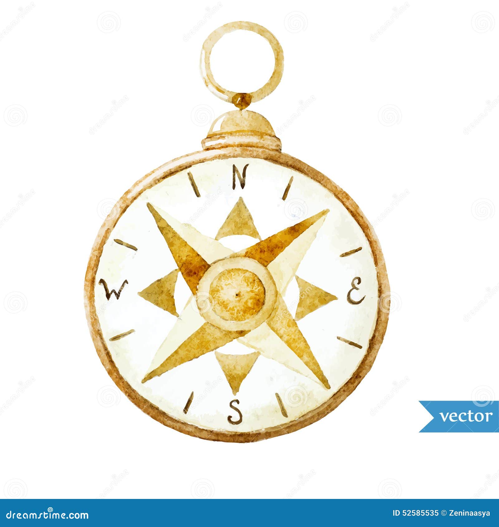 Watercolor compass stock vector. Illustration of popular - 52585535