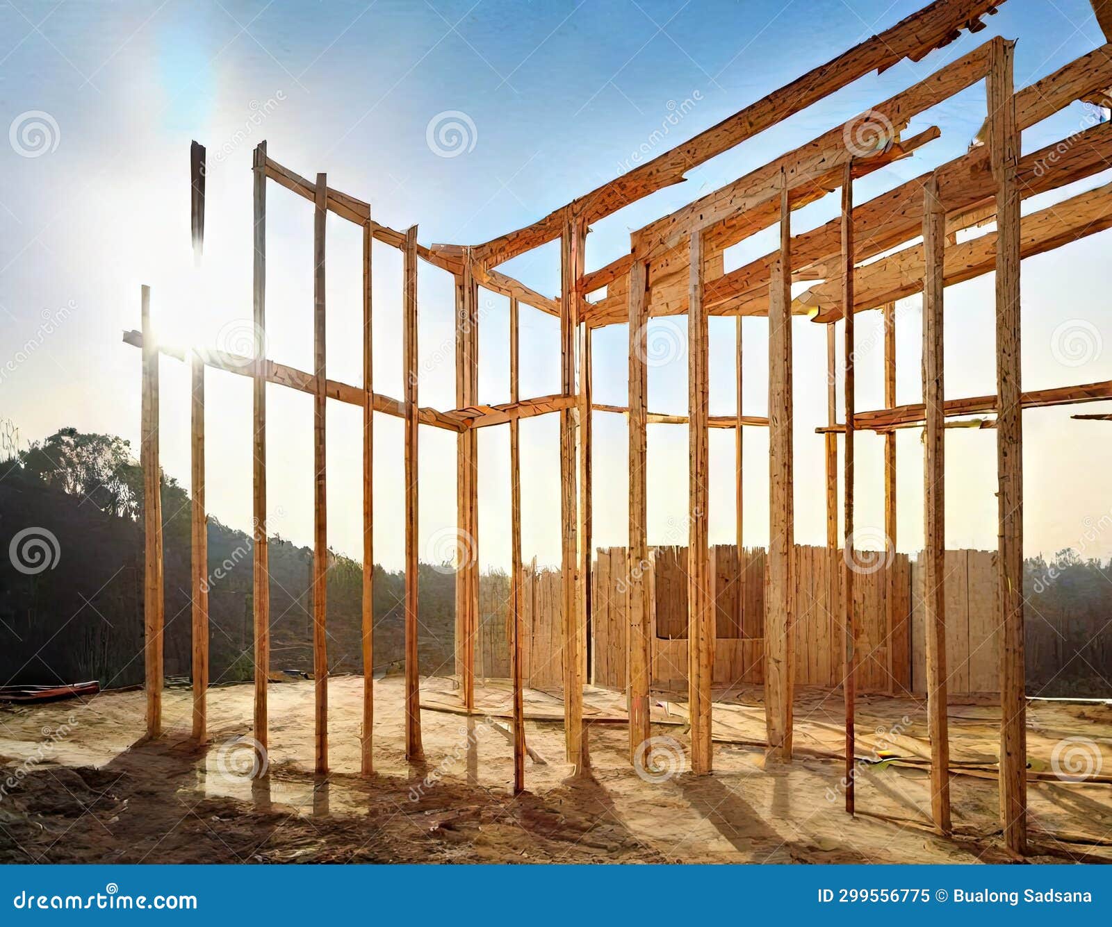 Watercolor of Composite Building Under Stock Illustration ...