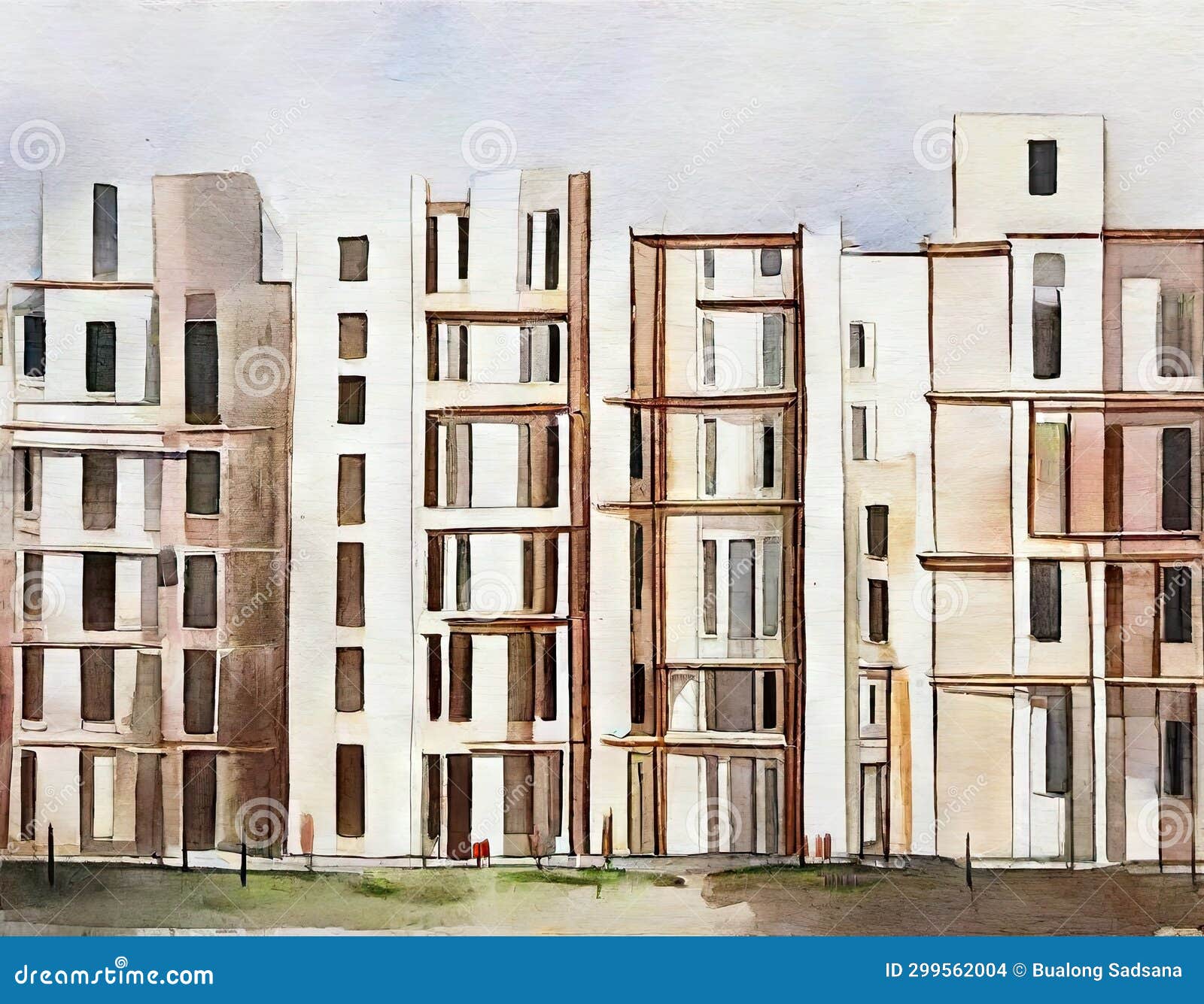 Watercolor of Construction Home House Design Stock Illustration ...