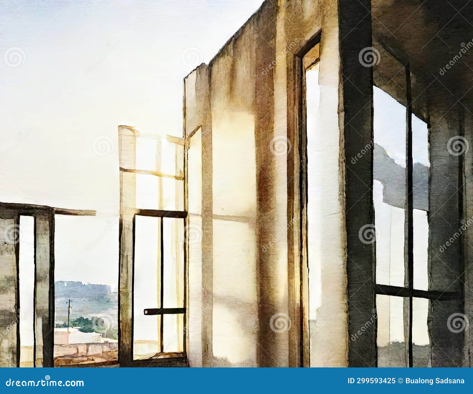Watercolor of of Construction Stock Illustration - Illustration of ...